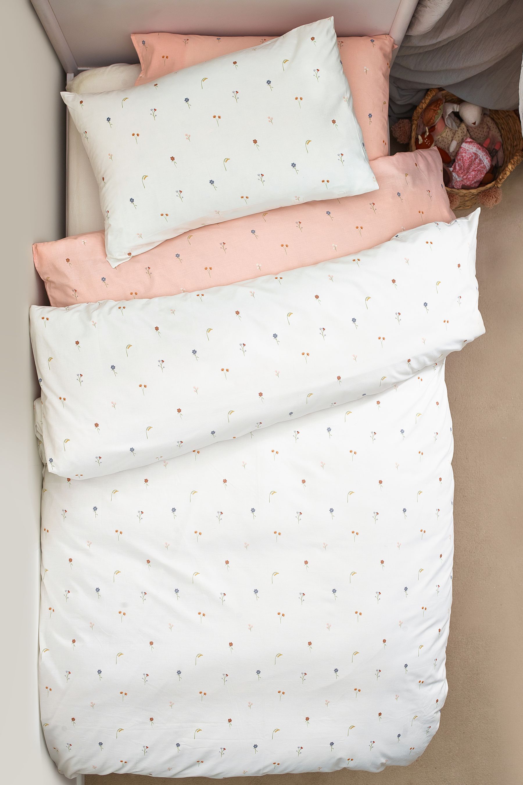 Buy 2 Pack Neutral Pink Ditsy Floral Duvet Cover and Pillowcase Set ...