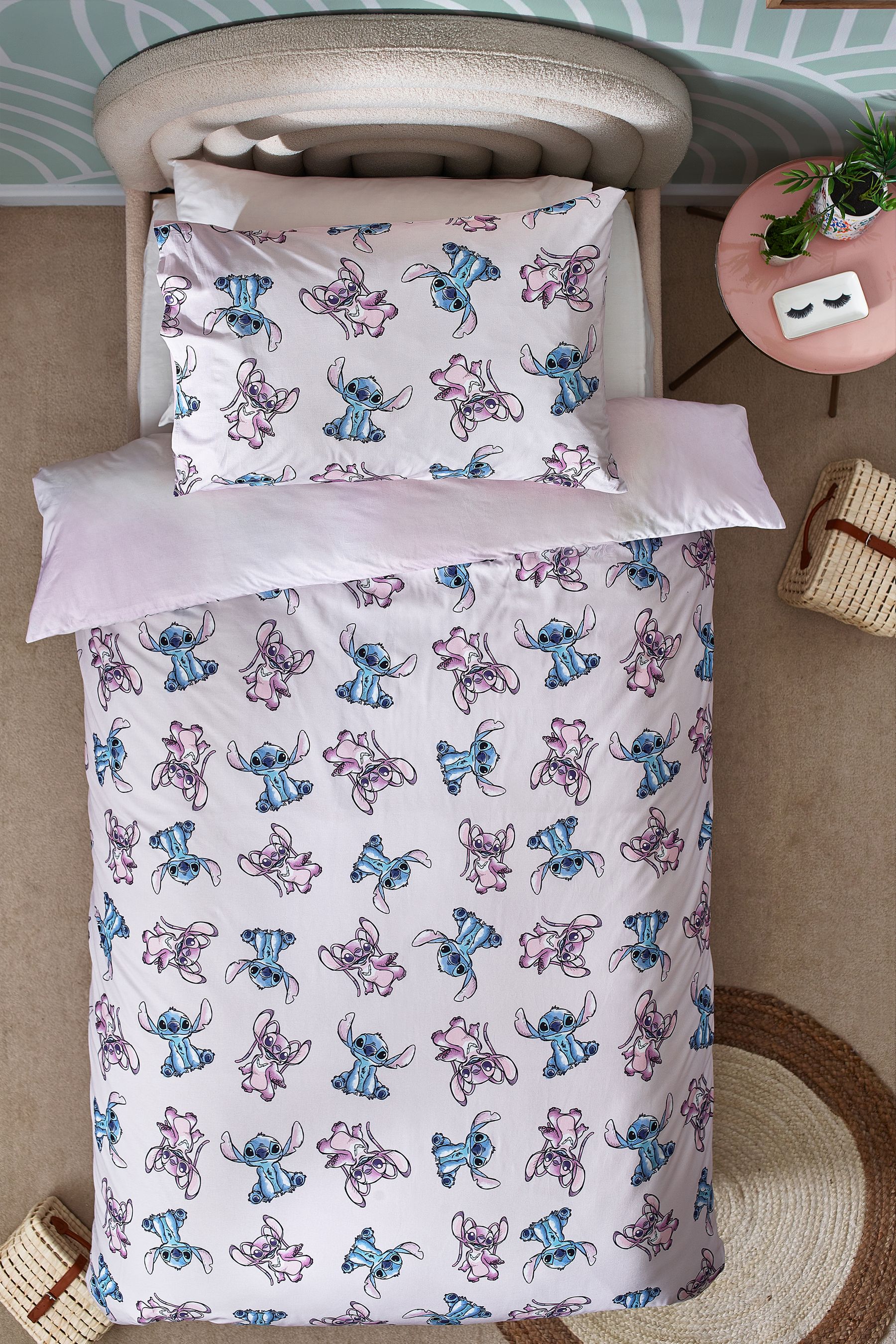 Buy Lilo & Stitch Purple Reversible 100% Cotton Duvet Cover and ...