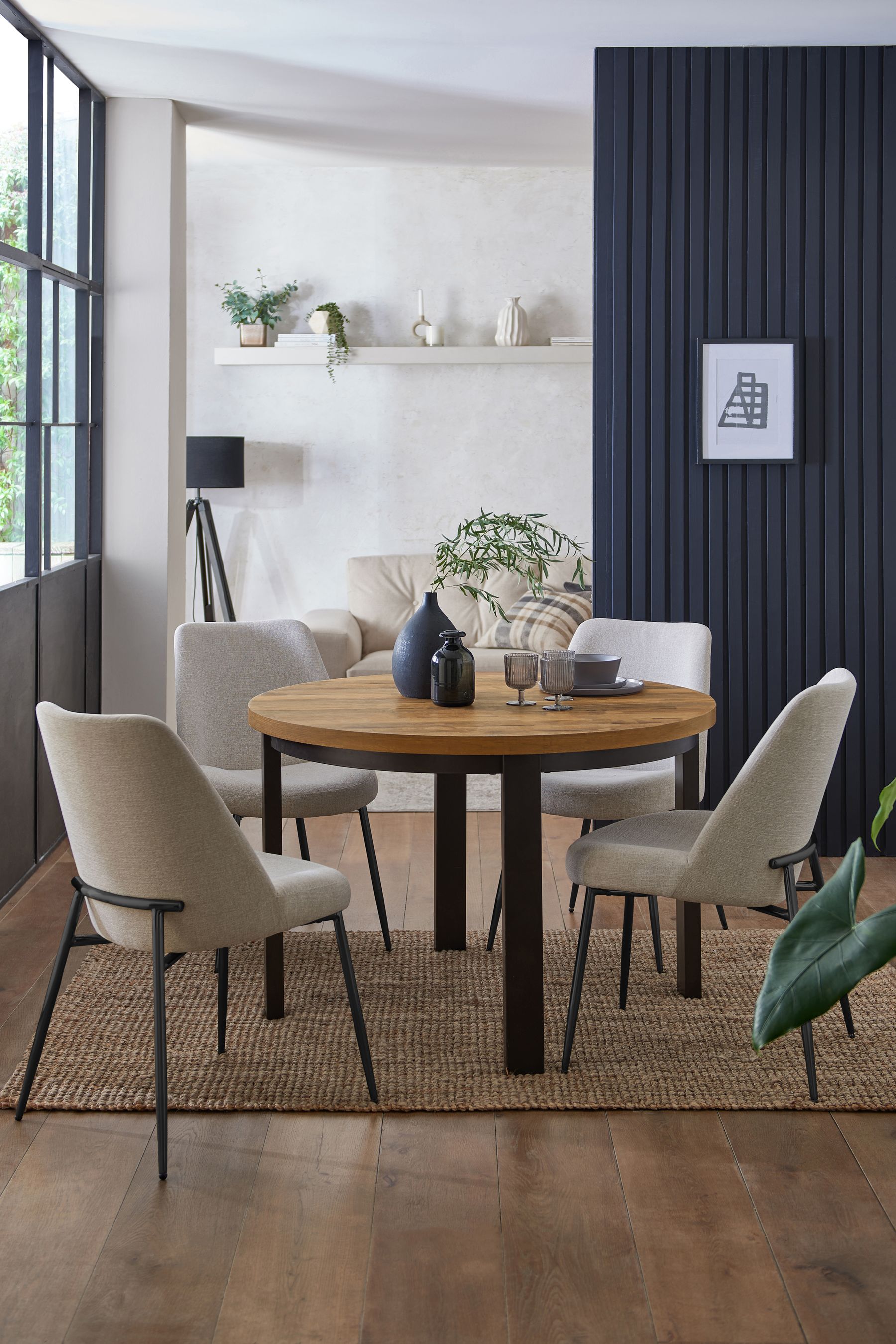 Buy Dark Bronx Oak Effect 4 Seater Round Dining Table from the Next UK ...