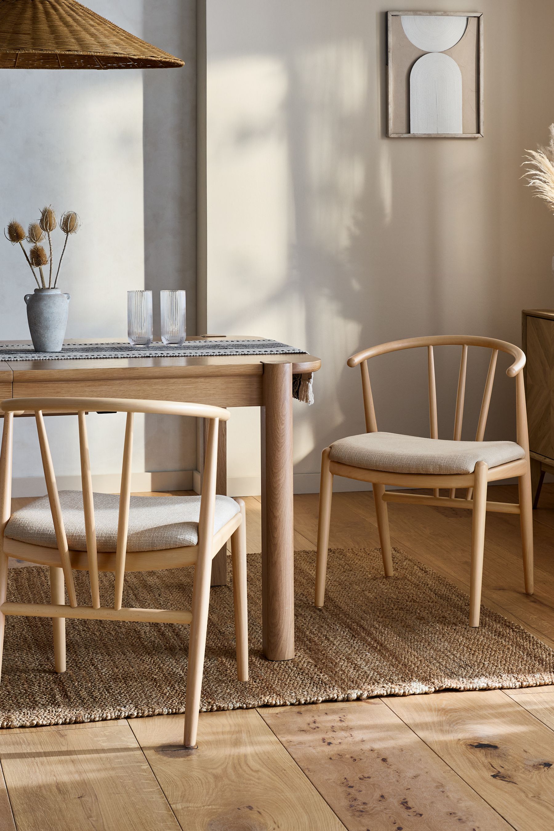 Buy Set of 2 Soft Linen Look Light Natural Stockholm Light Wood Leg ...