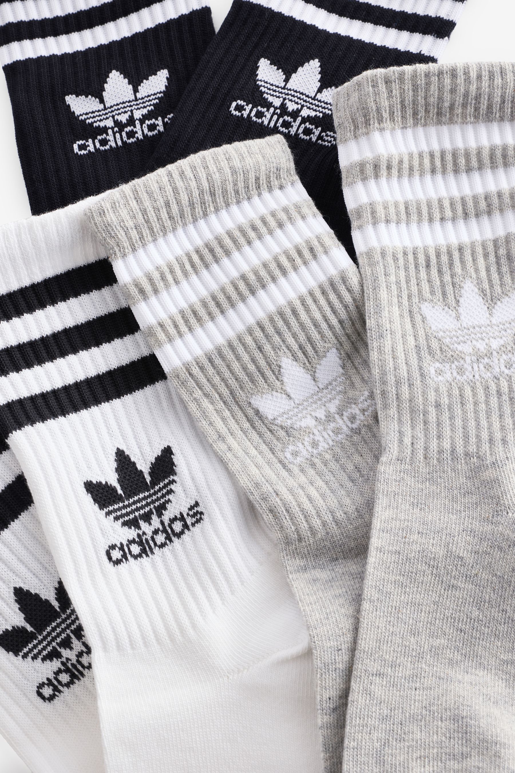 Buy adidas Originals Black/Grey/White Mid Cut Crew Socks 3 Pack from ...