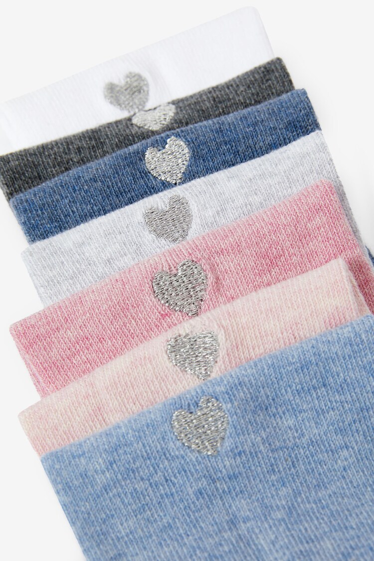 Buy Multi 7 Pack Cotton Rich Heart Embroidered Ankle Socks from the ...