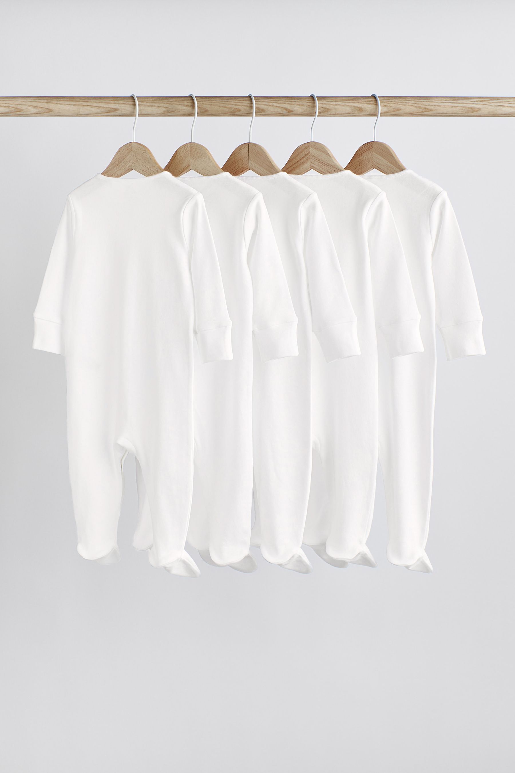 Buy White 5 Pack 100% Cotton Baby Sleepsuits (0-18mths) from the Next ...