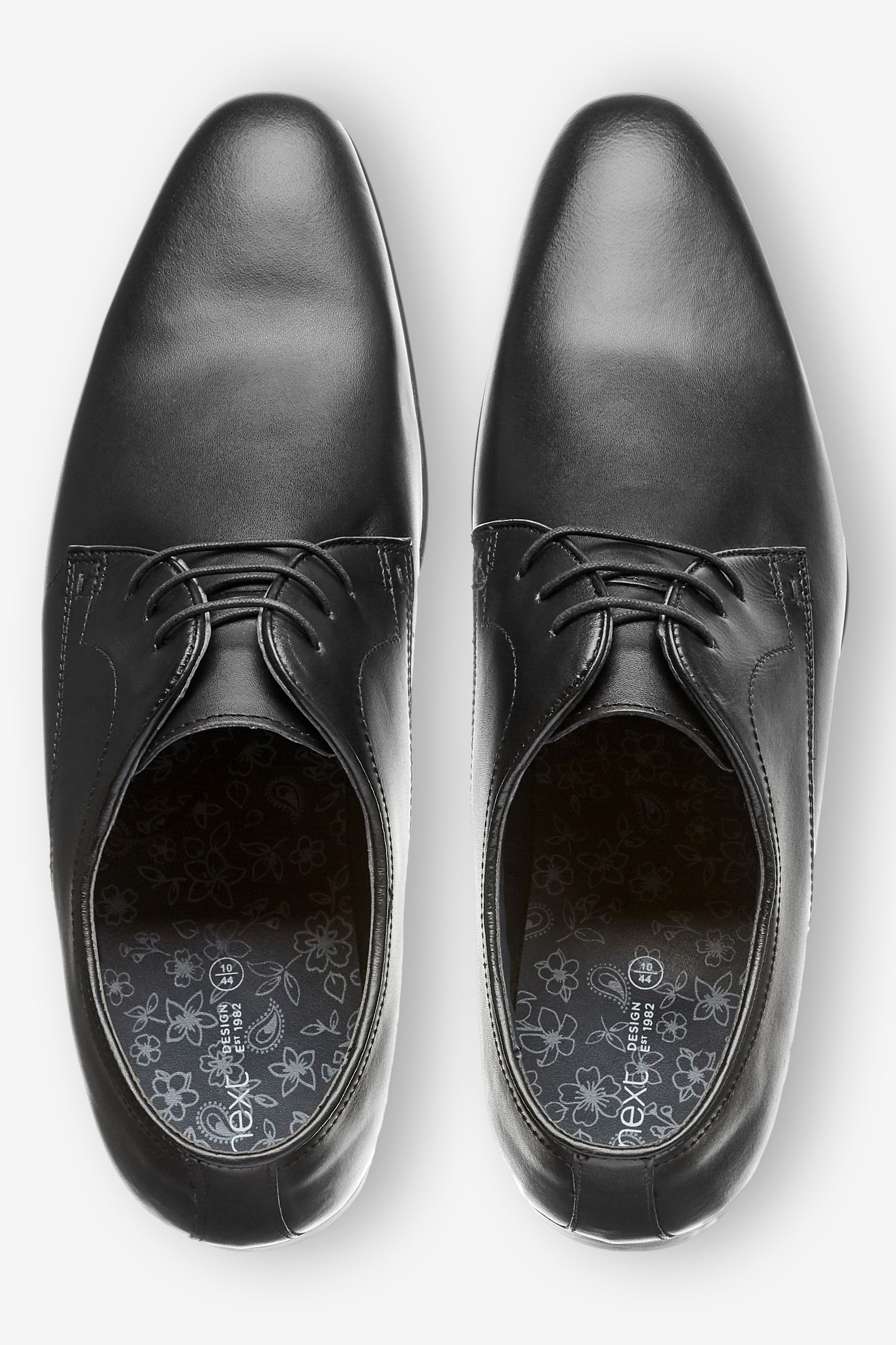 Buy Black Standard Fit Leather Plain Derby Shoes from the Next UK ...