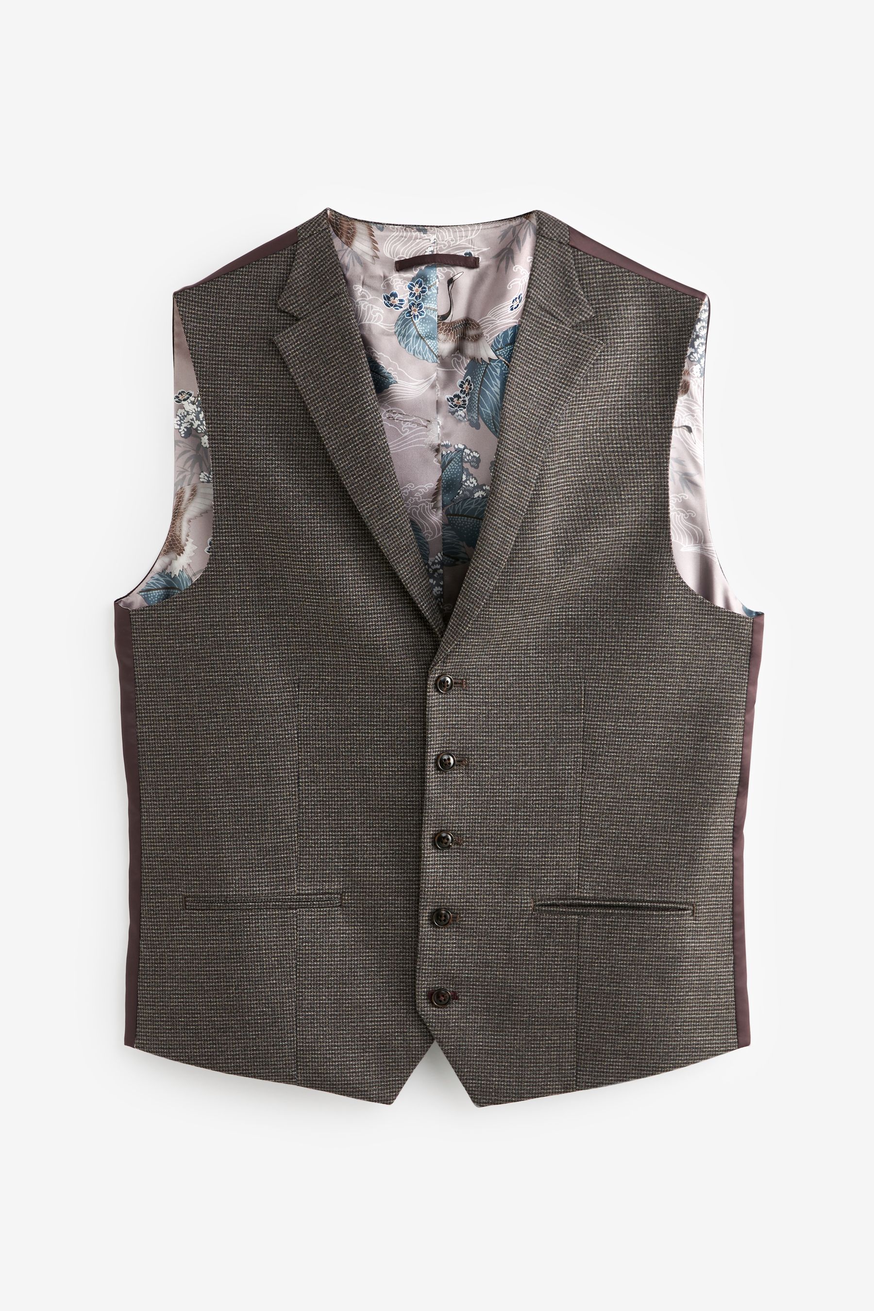 Buy Taupe Brown Regular Fit Trimmed Check Suit Waistcoat from the Next ...