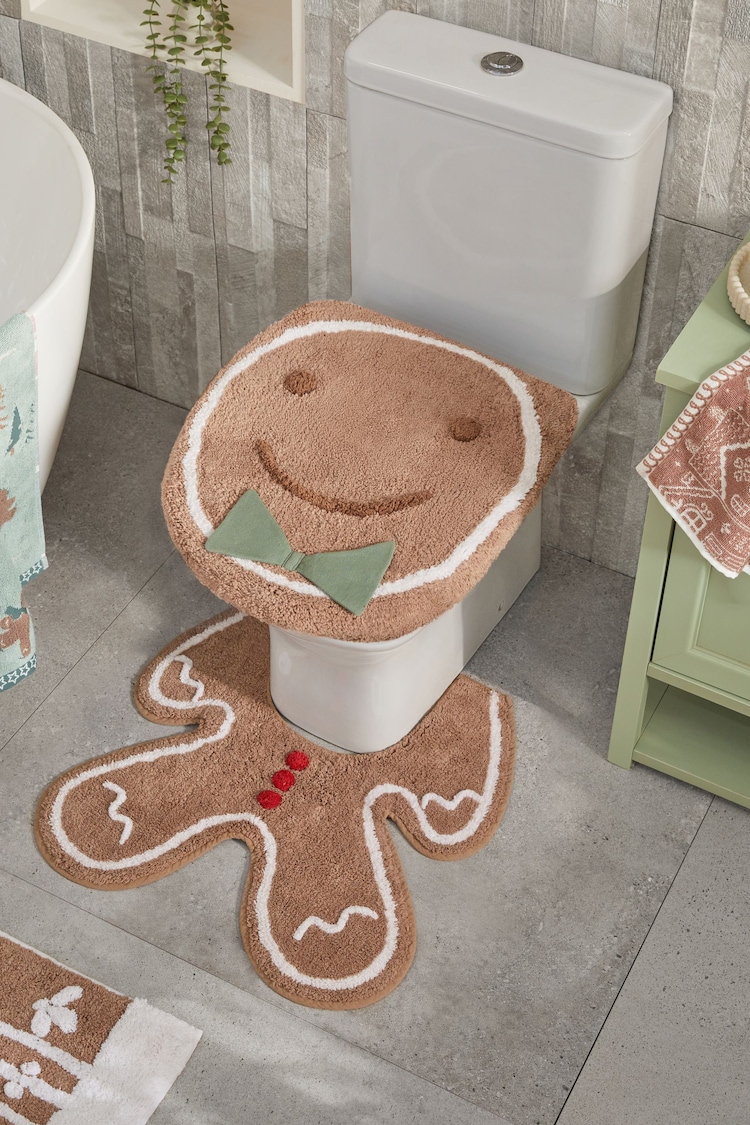 Buy Natural Christmas Gingerbread Ped Set 100% Cotton Bath Mat from ...