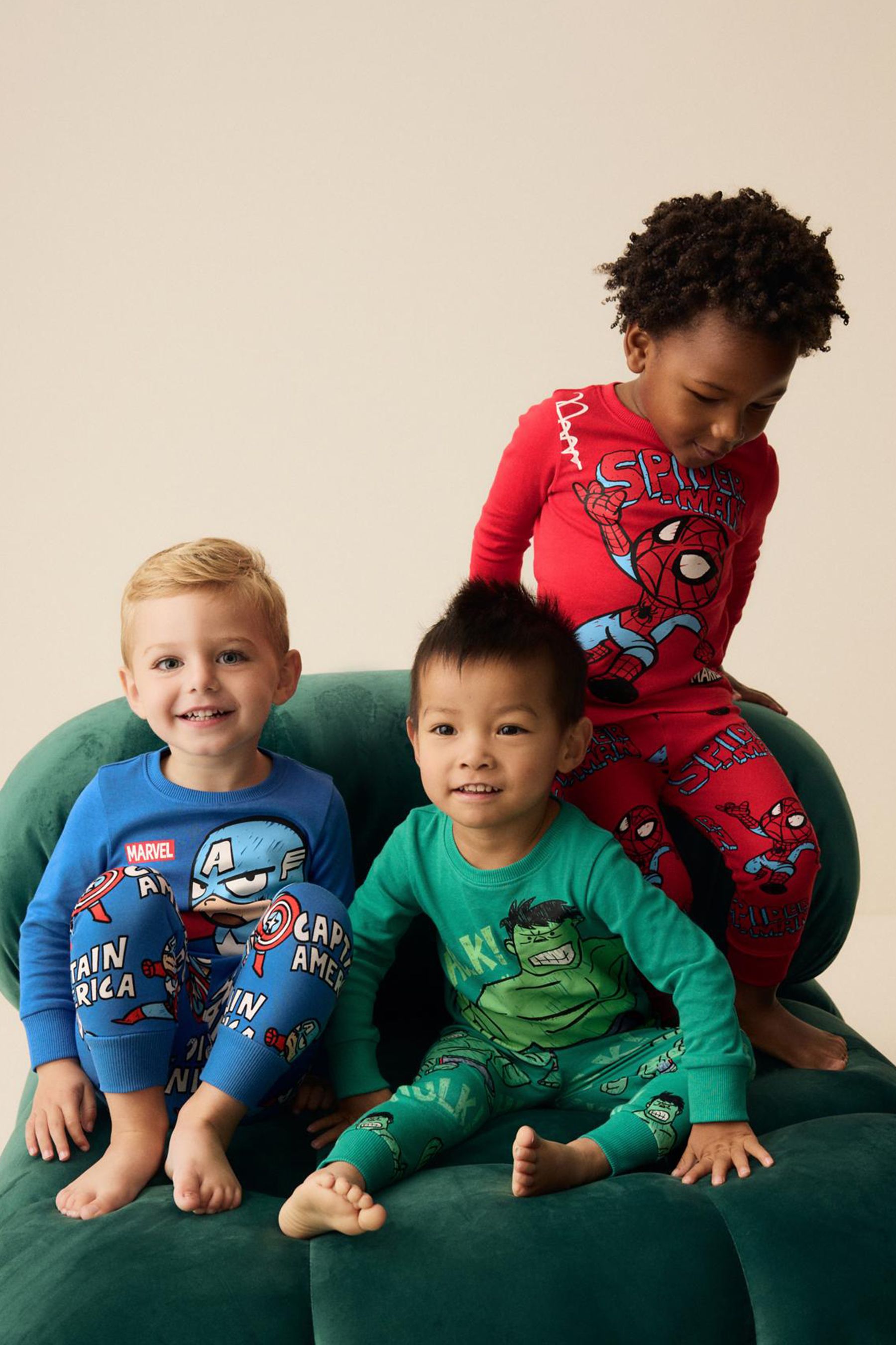 Buy Marvel Red/Green/Blue Snuggle 100% Cotton Pyjamas 3 Pack (9mths ...