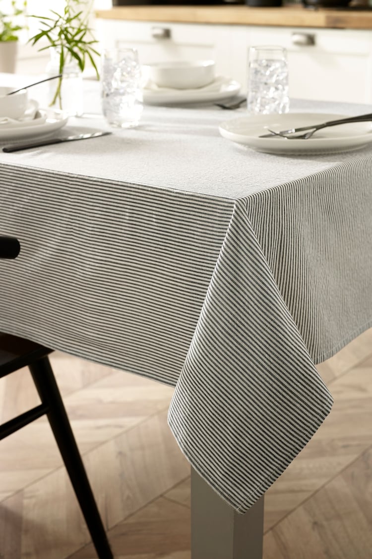 Buy Charcoal Grey Bronx Stripe 100% Cotton Table Cloth from the Next UK ...
