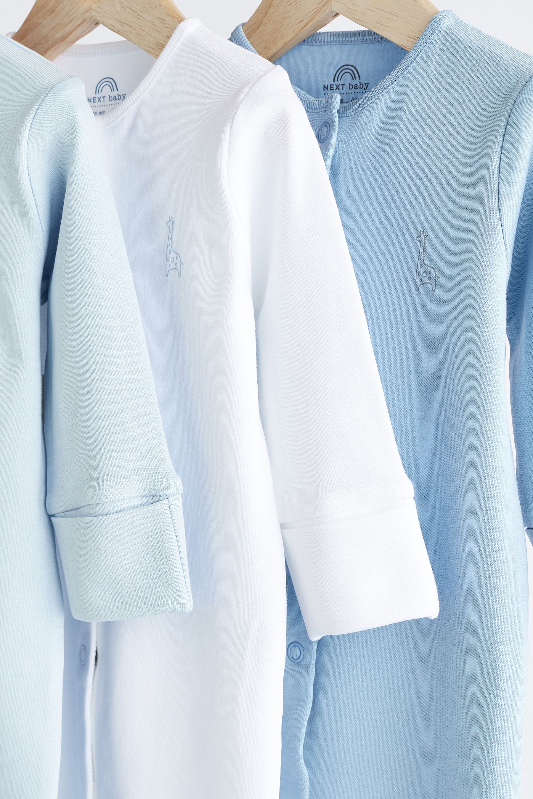 Buy Blue/White 3 Pack Baby Sleepsuits (0-2yrs) from the Next UK online shop
