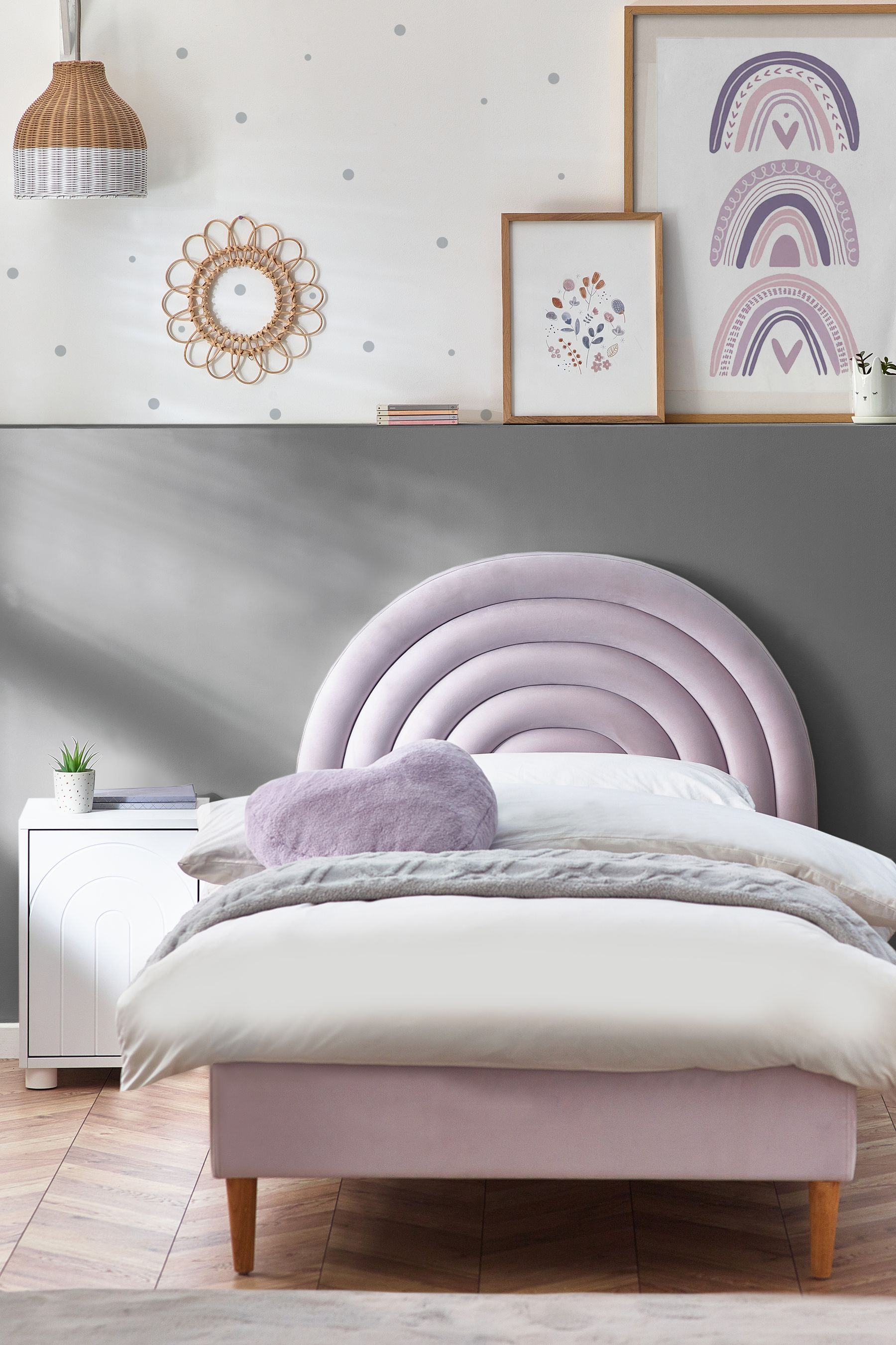 Buy Opulent Velvet Lilac Purple Kids Rainbow Upholstered Bed Bed from ...