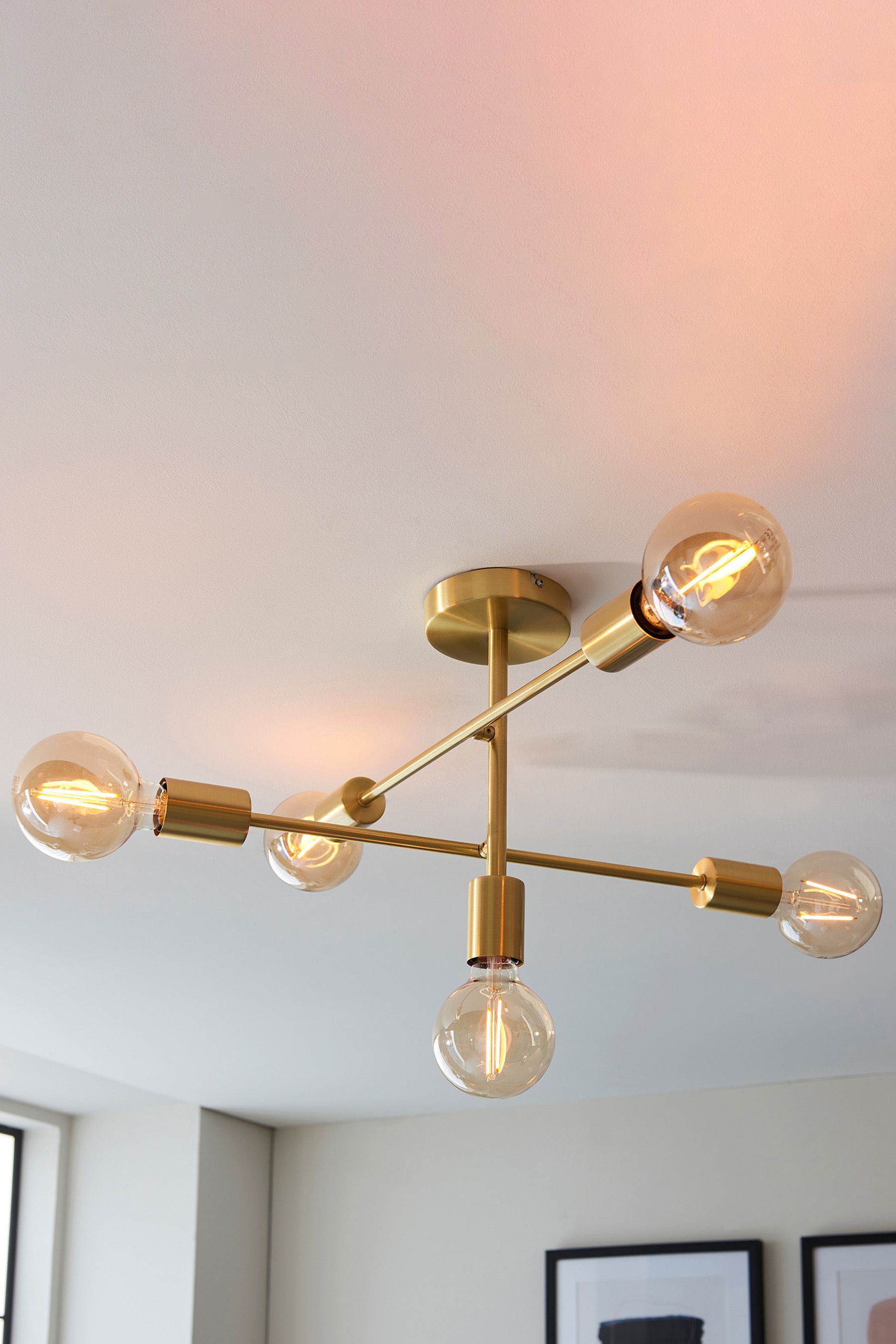 Buy Gallery Home Satin Brass Industrial 5 Bulb Ceiling Light from the ...