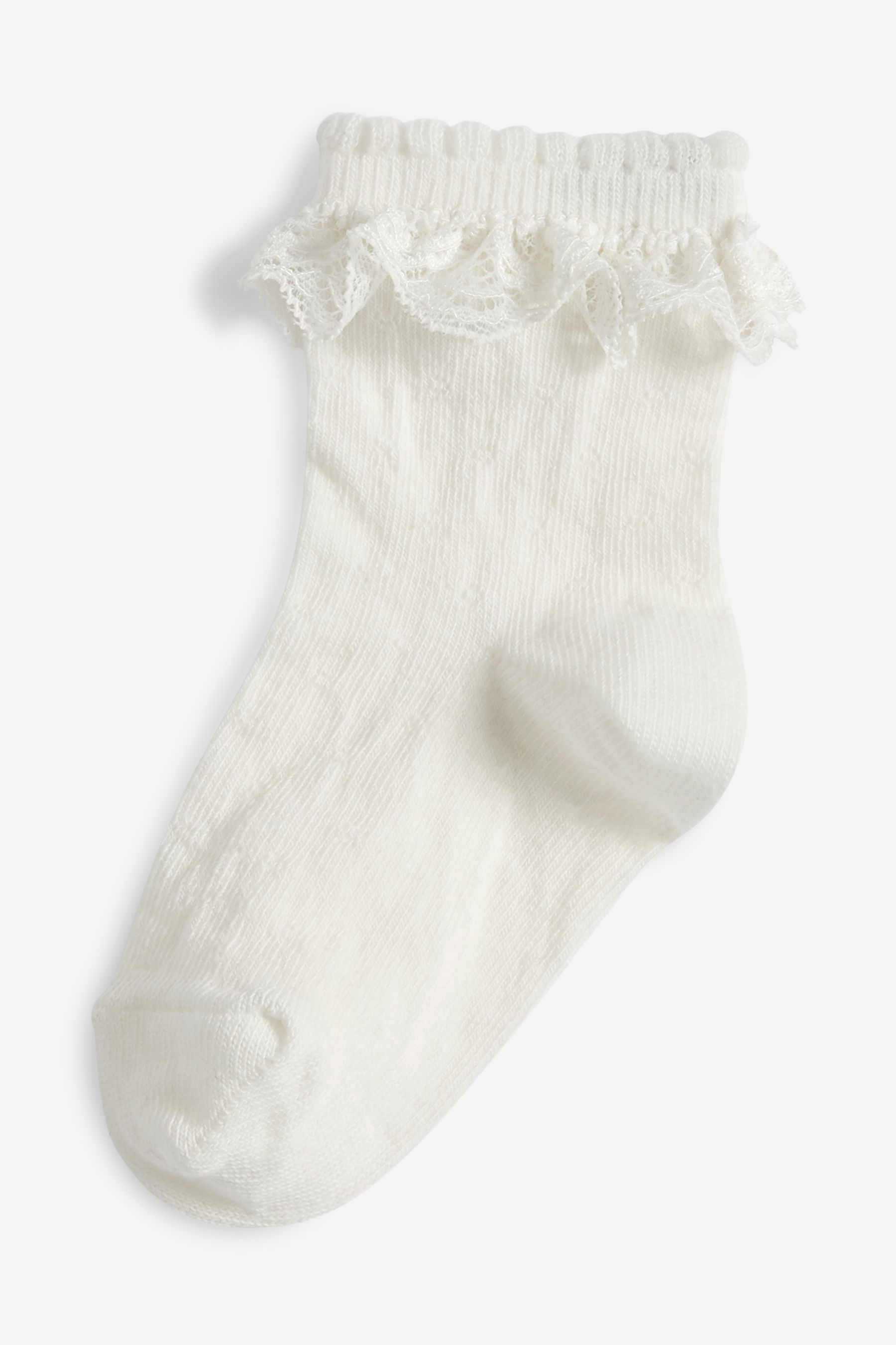 Buy White 2 Pack Cotton Rich Lace Ruffle Ankle Socks from the Next UK ...