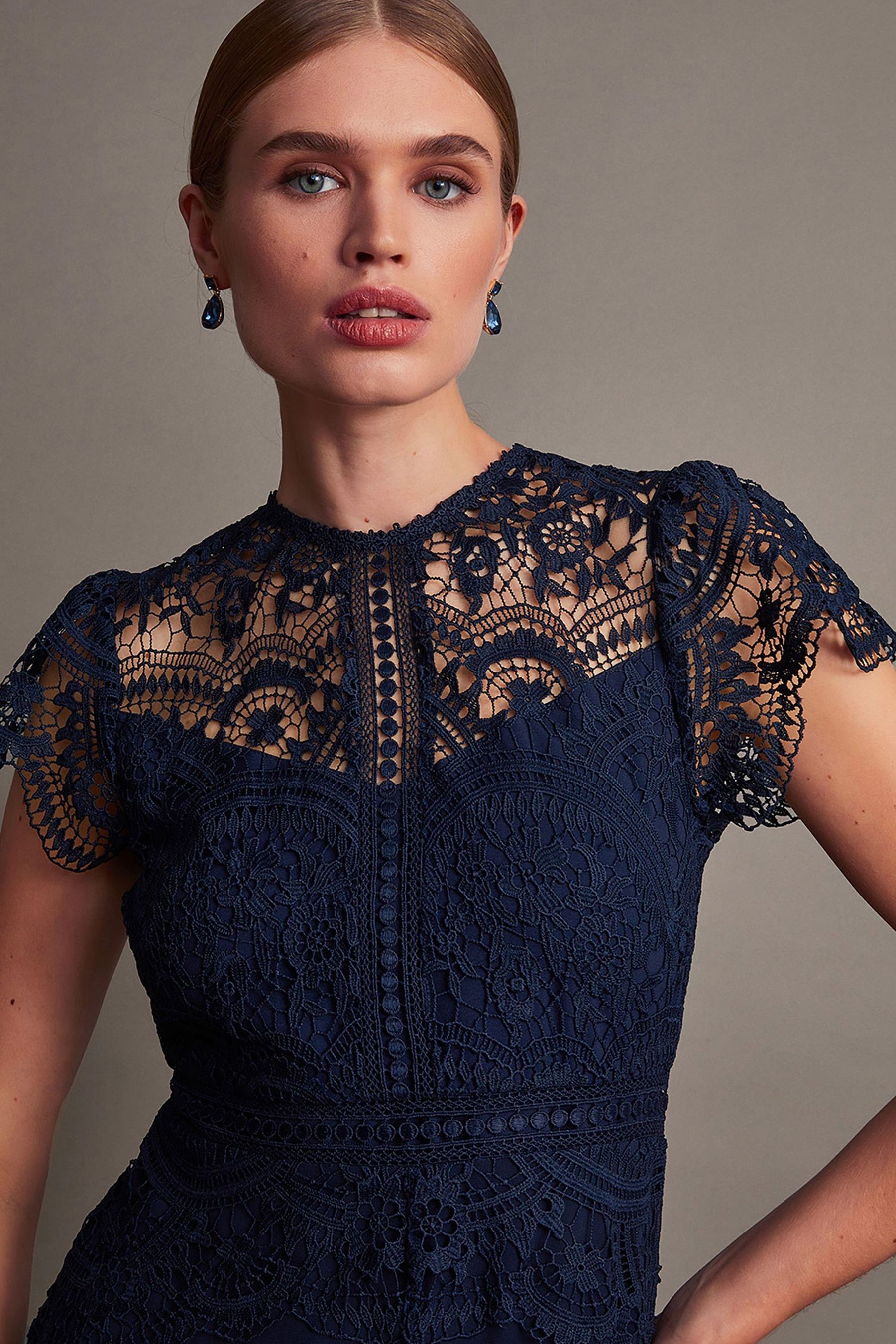 Buy Monsoon Blue Monica Lace Midi Dress from the Next UK online shop