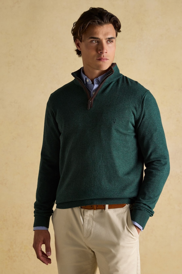 Buy Joules Hillside Dark Green Quarter Zip Knit Jumper from the Next UK ...