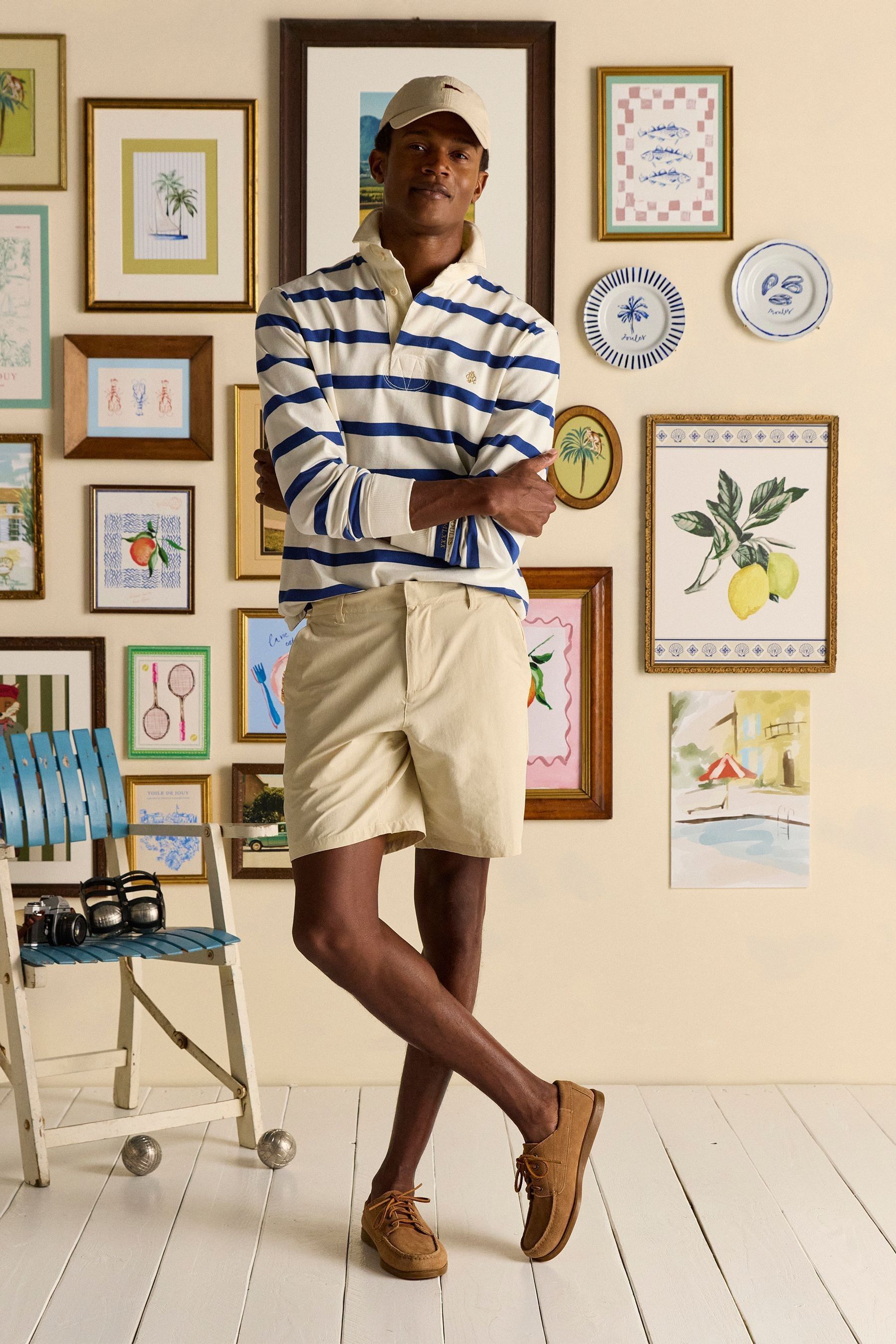 Buy Joules Onside Cream & Blue Striped Rugby Shirt from the Next UK ...