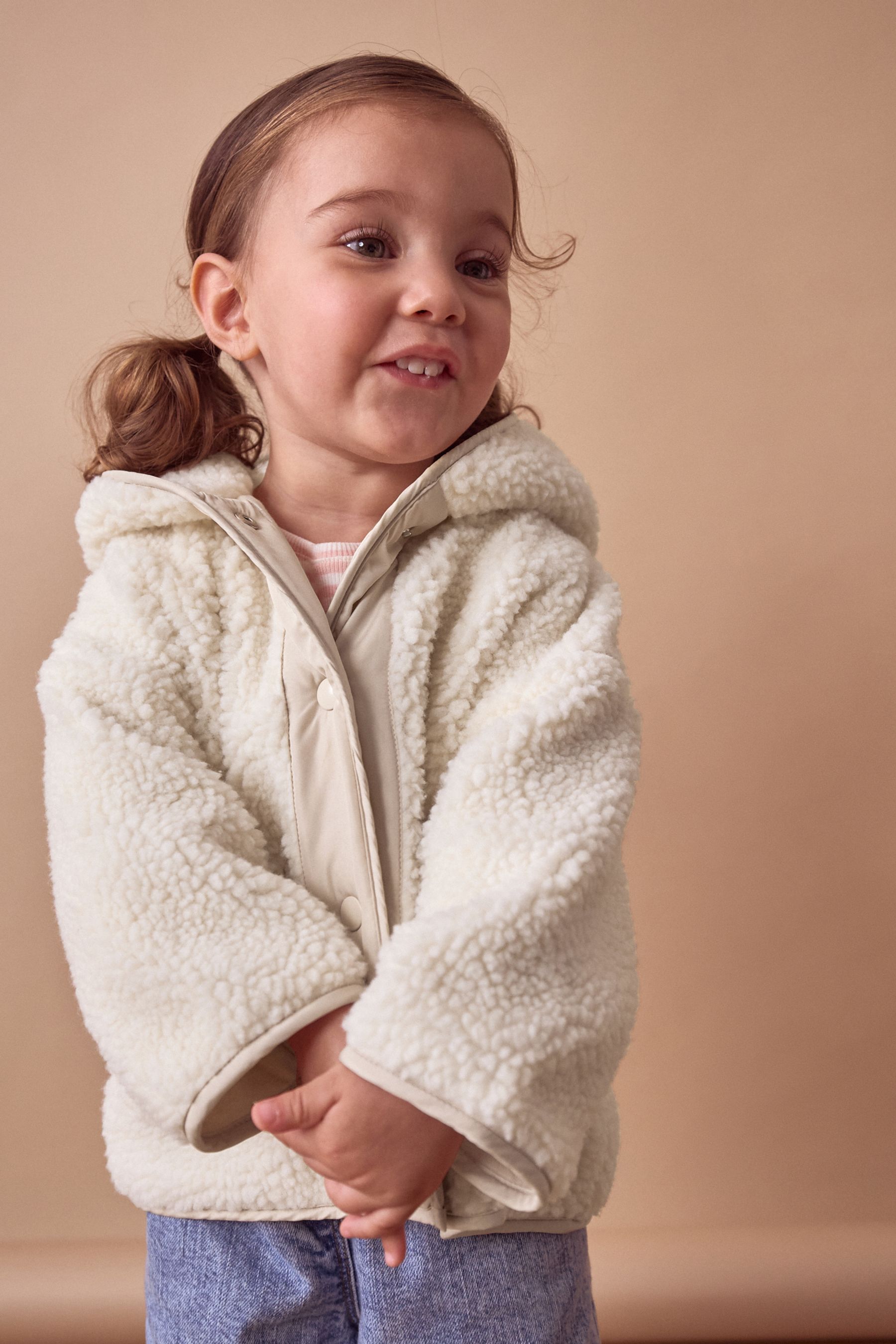 Buy Cream Hooded Zip Fleece Jacket (3mths-7yrs) from the Next UK online ...