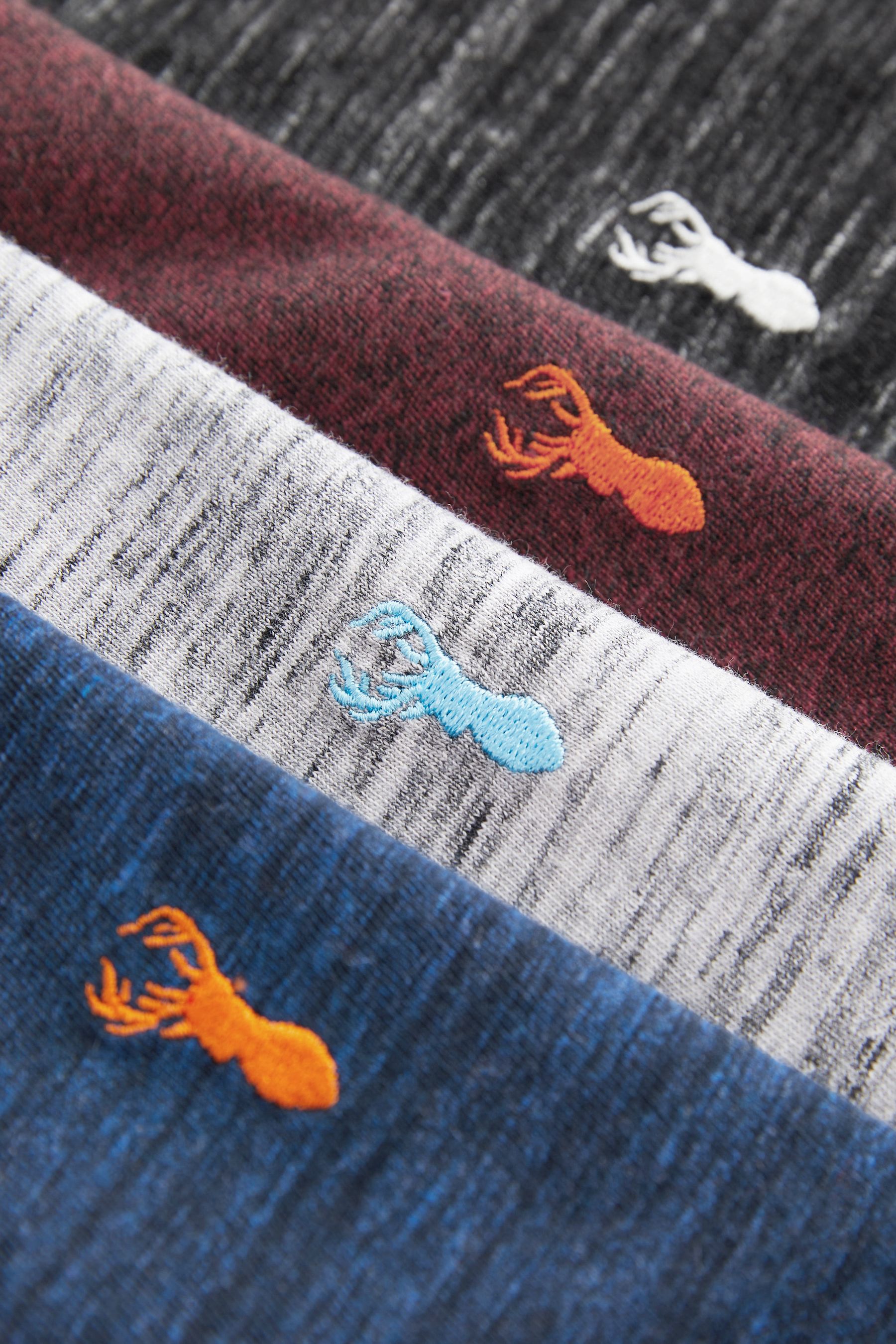 Buy Black/Grey/Berry Red/Navy Blue Textured Short Sleeve Stag ...