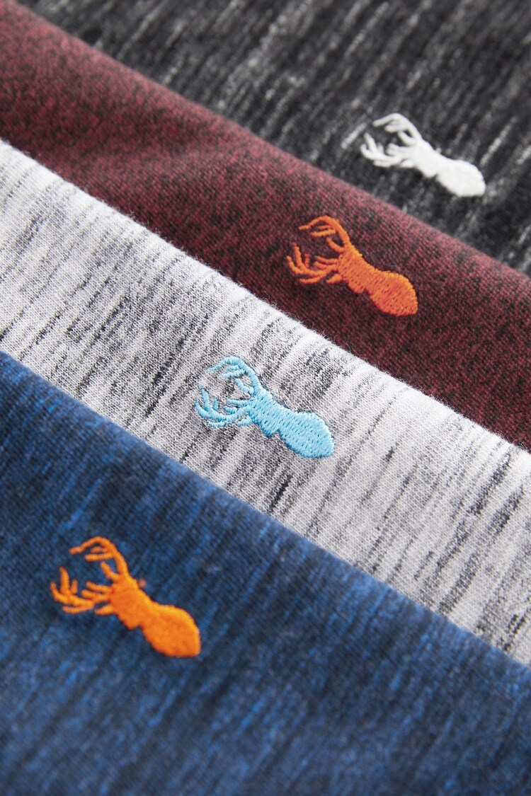 Buy Black/Grey/Berry Red/Navy Blue Textured Short Sleeve Stag ...