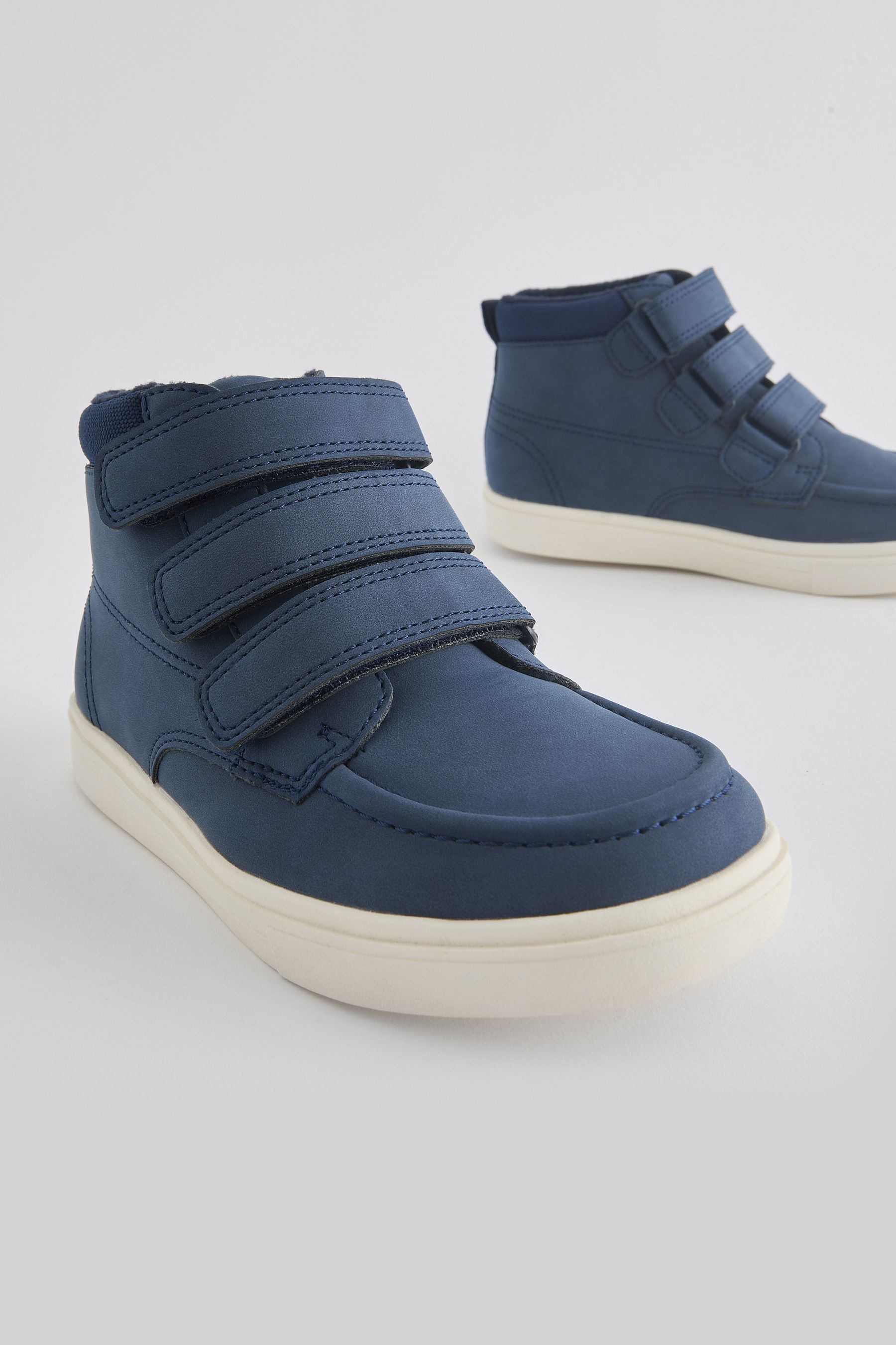 Buy Navy Blue Wide Fit (G) 3 Strap Touch Fastening Smart Ankle Boots ...