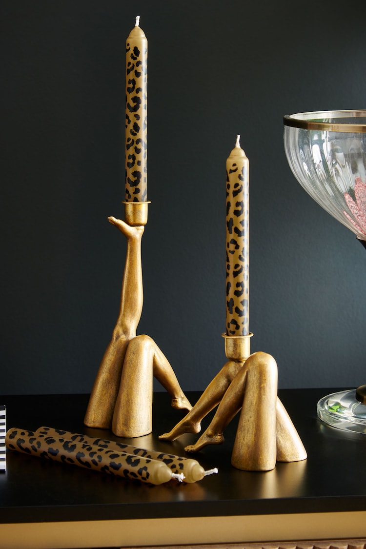 Buy Rockett St George Set of 4 Leopard Print Dinner Candles from the ...
