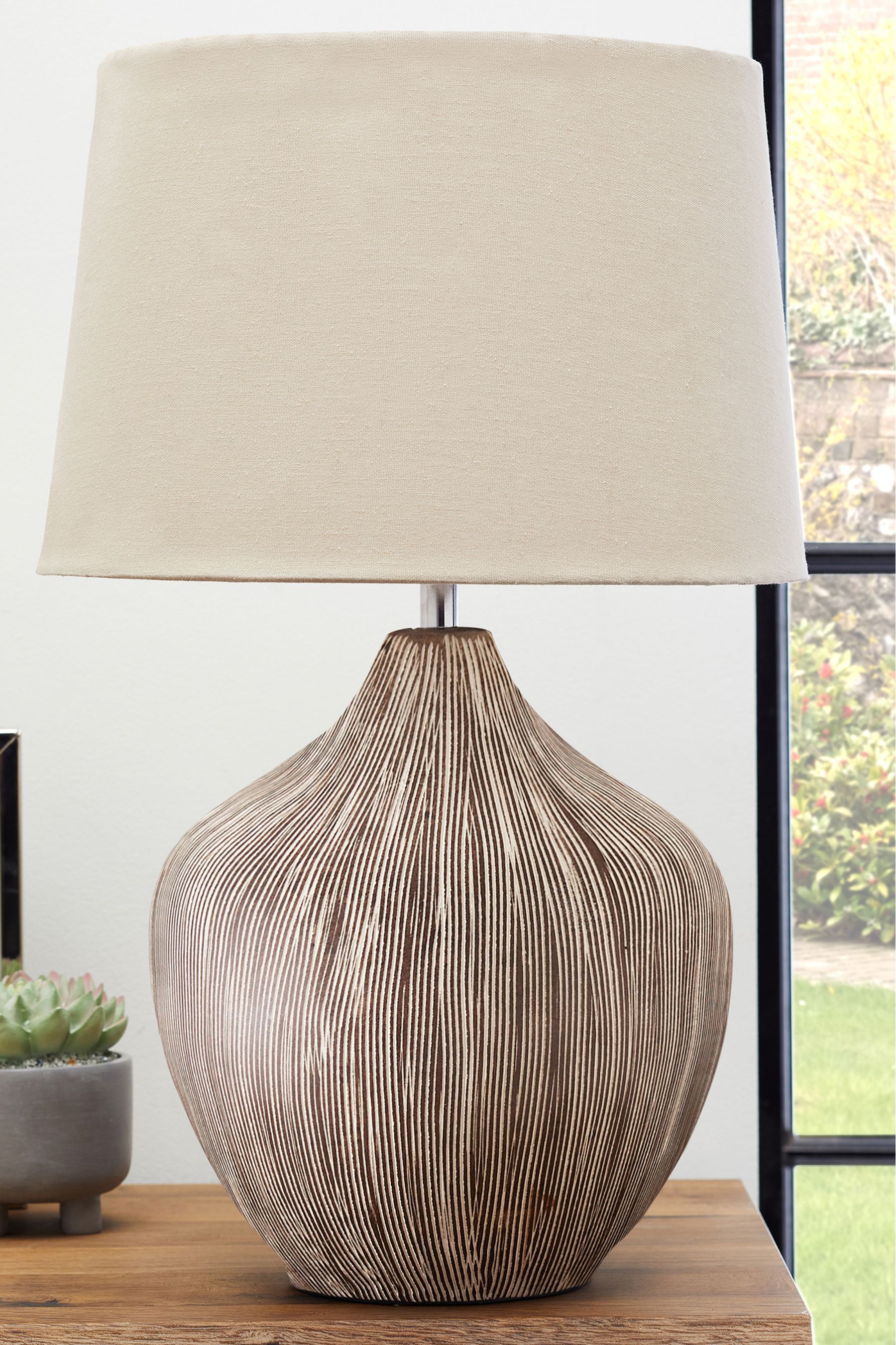 Buy Cream Scratch Ceramic Large Table Lamp from the Next UK online shop
