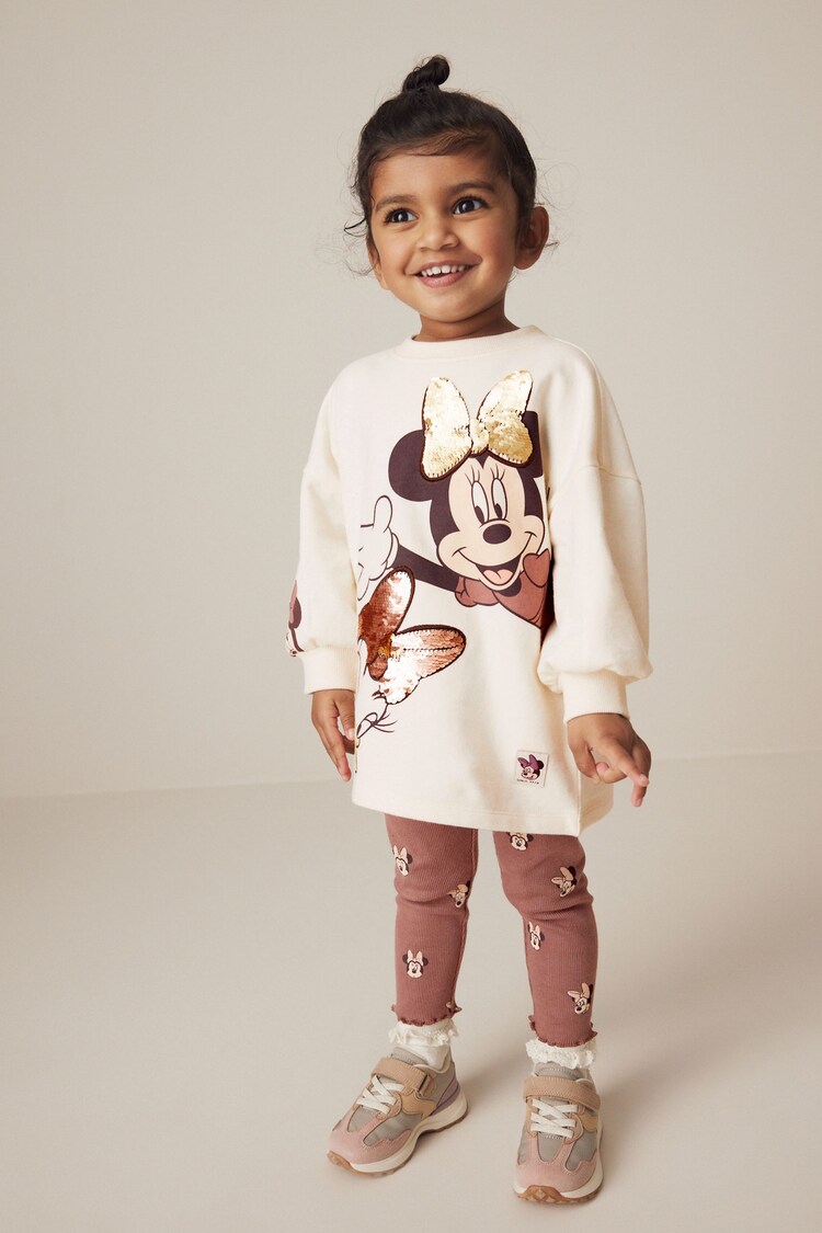 Buy Ecru White Disney Minnie Mouse And Daisy Sequin Long Sleeve T-Shirt ...
