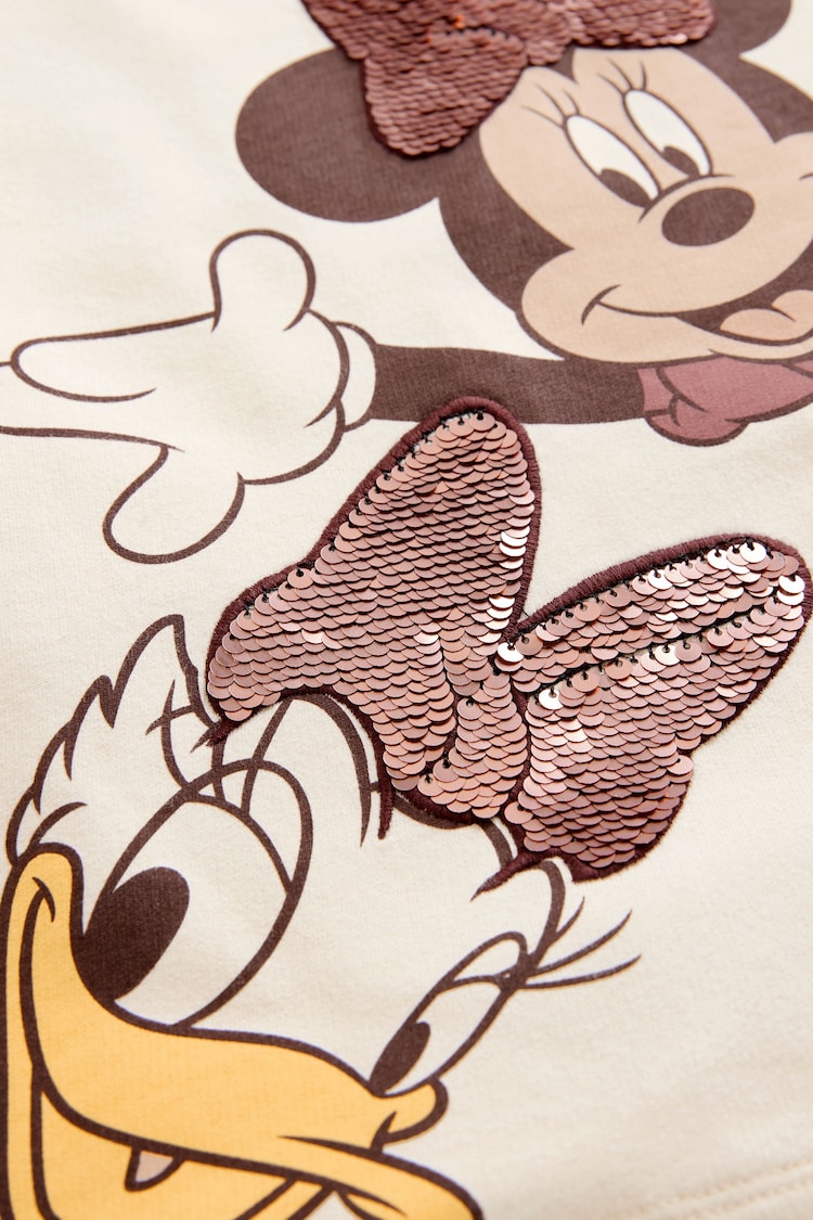 Buy Ecru White Disney Minnie Mouse And Daisy Sequin Long Sleeve 100% ...