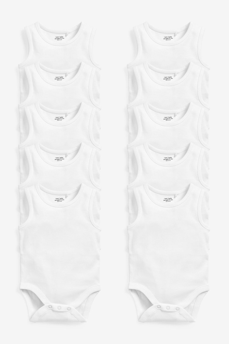 Buy White 10 Pack Baby Vest Bodysuits from Next Australia