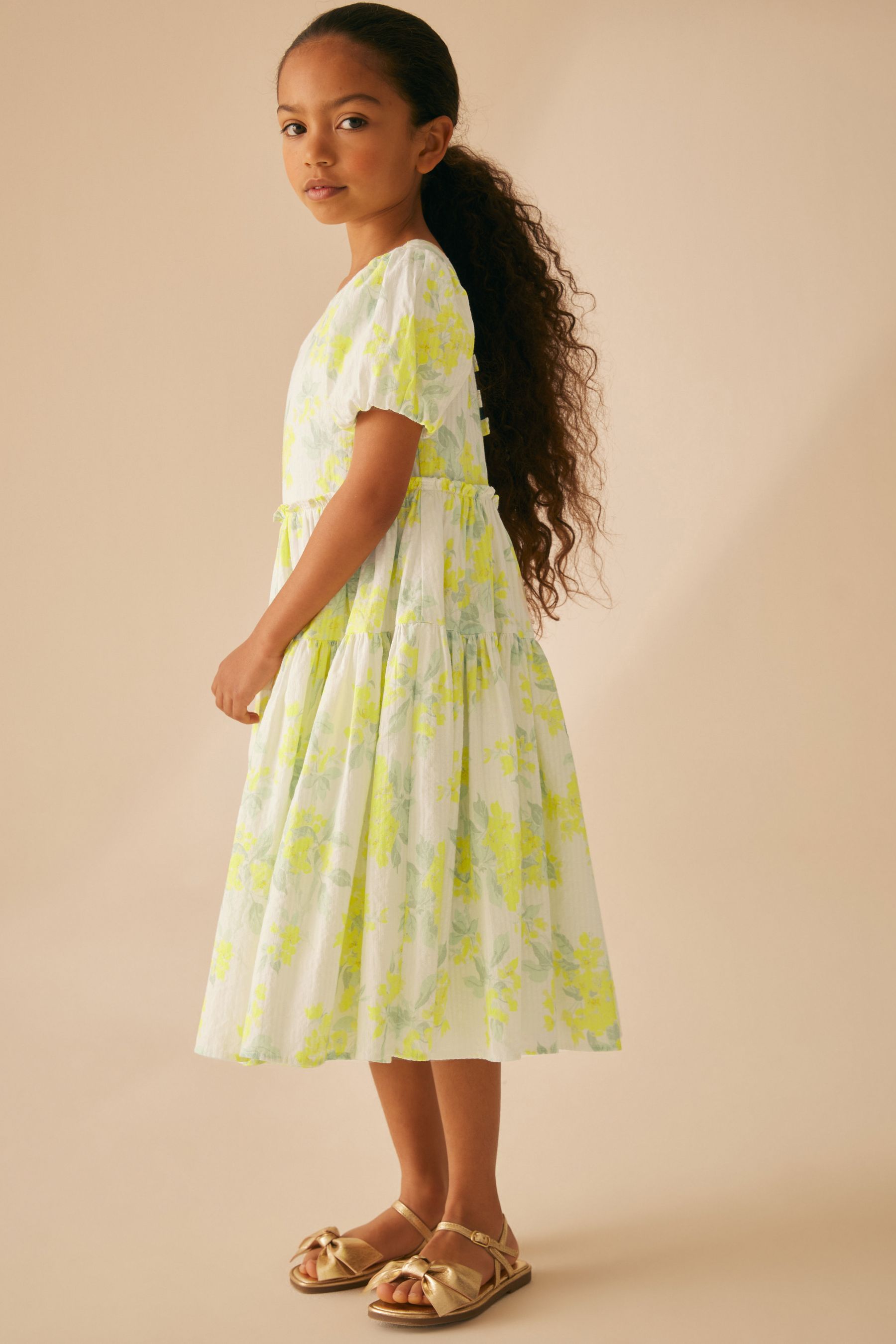 Buy Laura Ashley Yellow/White Blossom Print Prom Dress from the Next UK ...