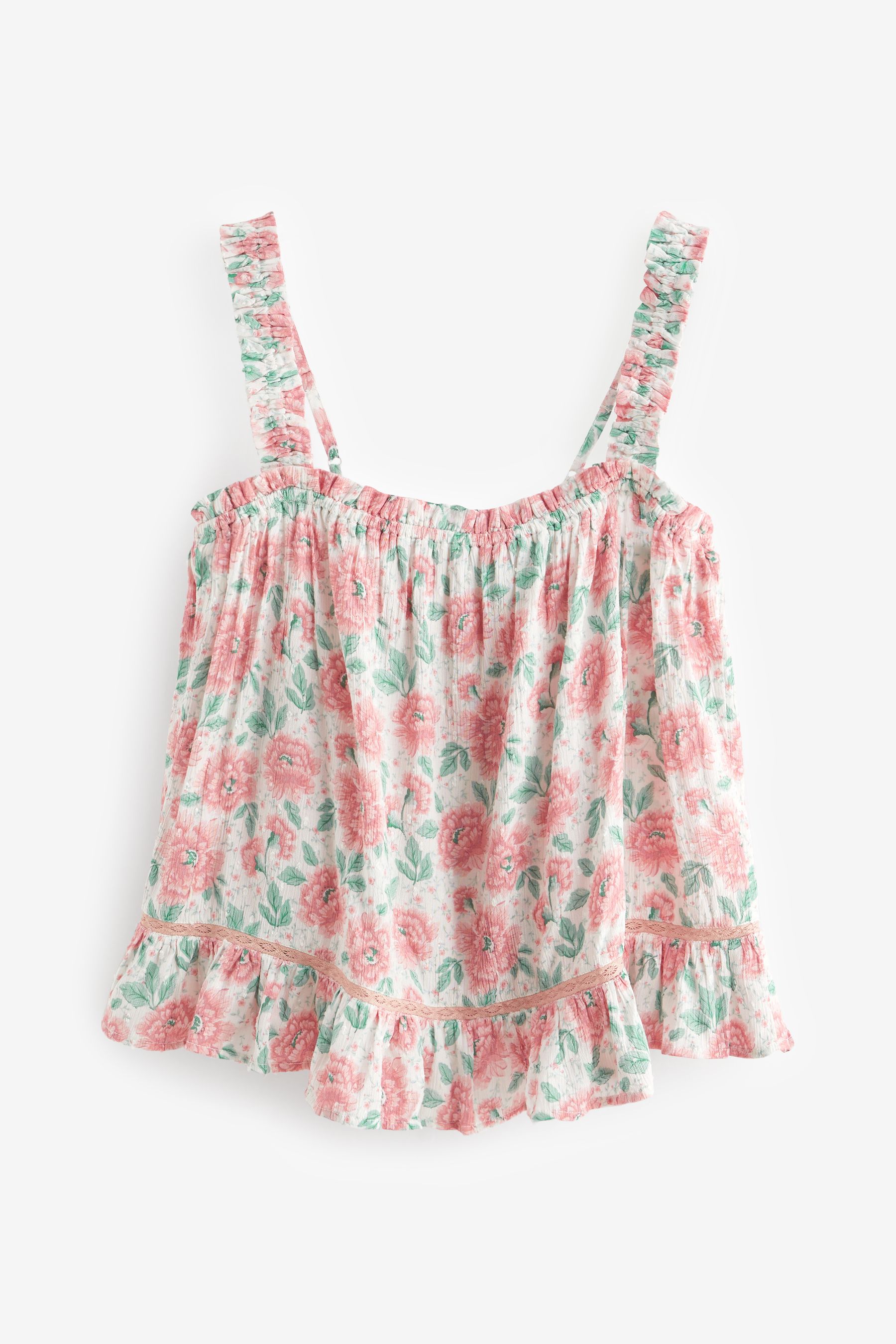 Buy Laura Ashley Pink Wild Roses Print Textured Cotton Cami Pyjamas ...