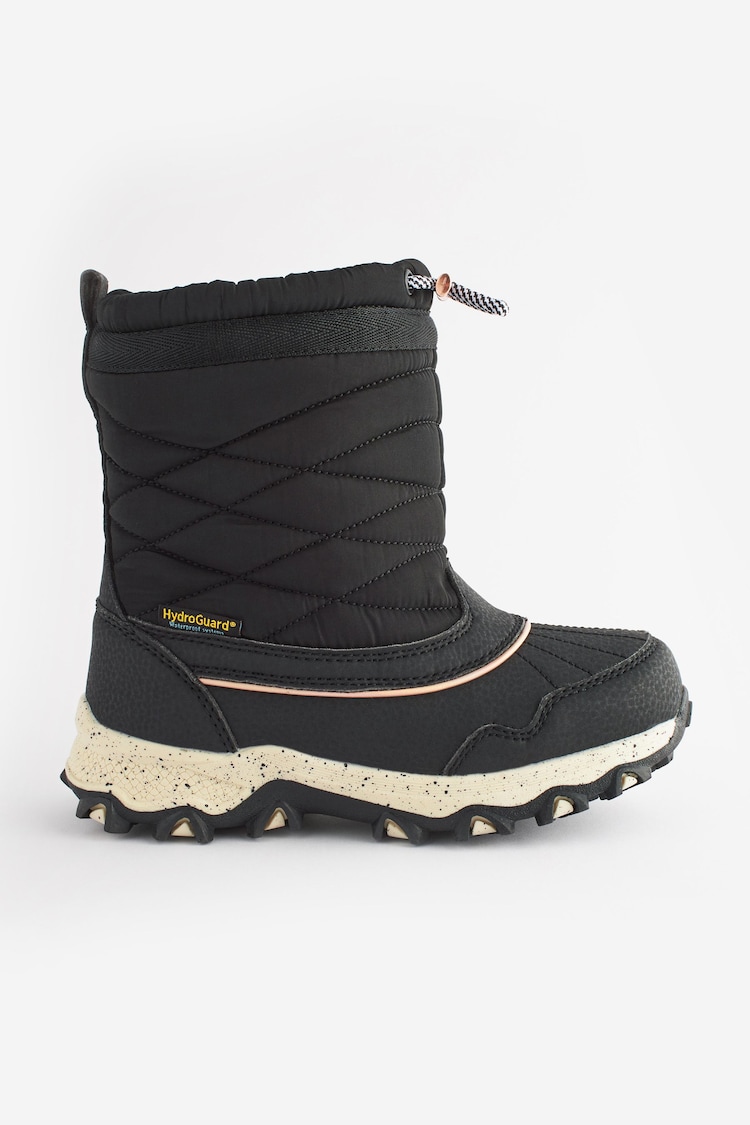 Buy Black/Rose Gold Waterproof Warm Faux Fur Lined Snow Boots from the ...