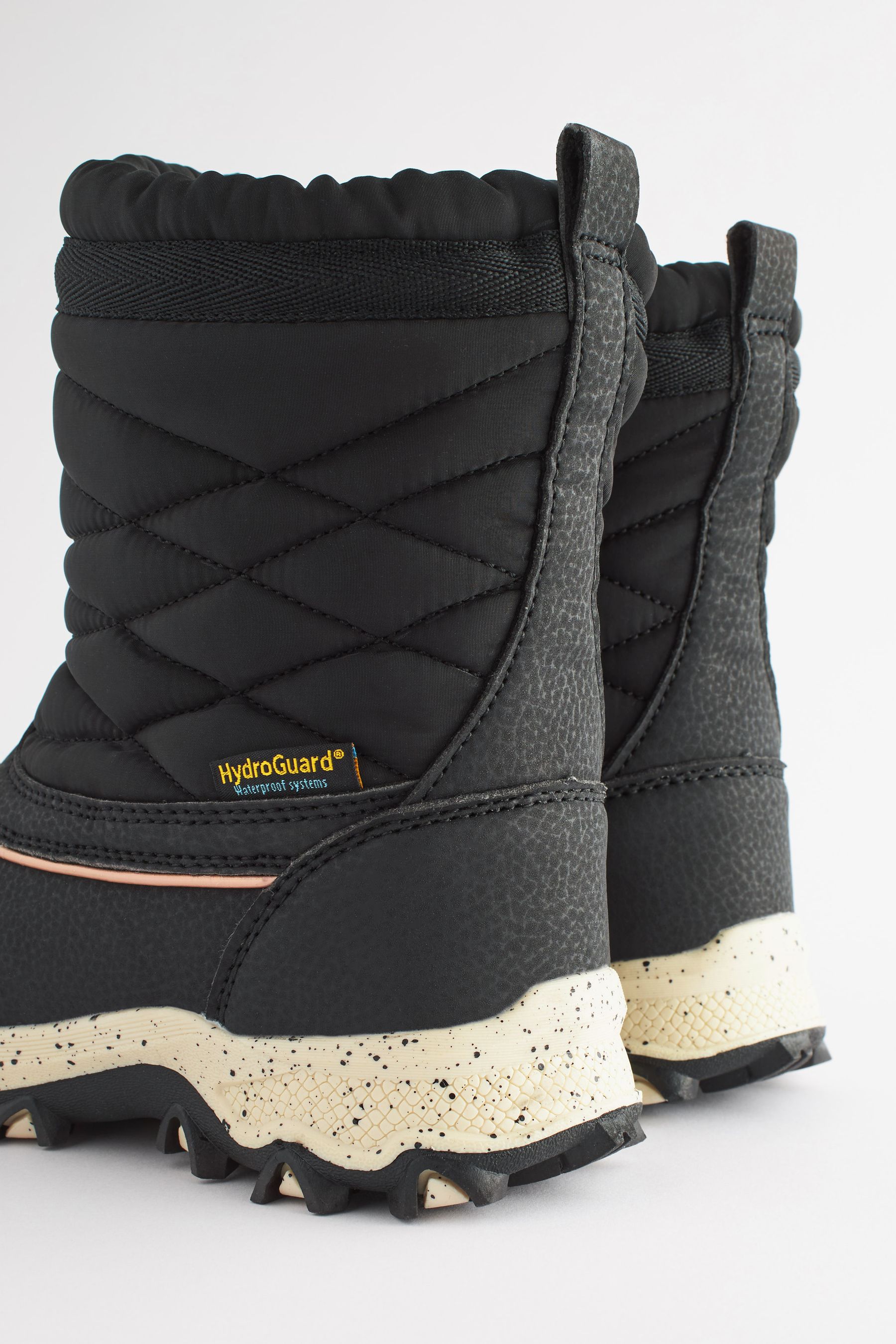 Buy Black/Rose Gold Waterproof Warm Faux Fur Lined Snow Boots from the ...