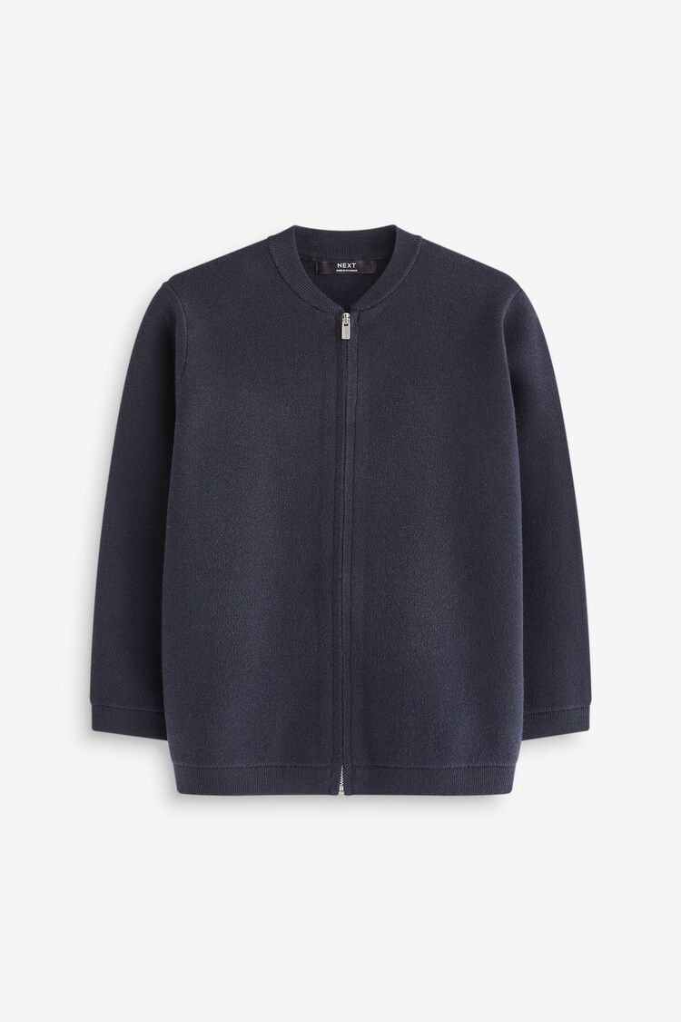 Buy Navy Blue Knitted Zip Through Bomber Cardigan (3-16yrs) from the ...