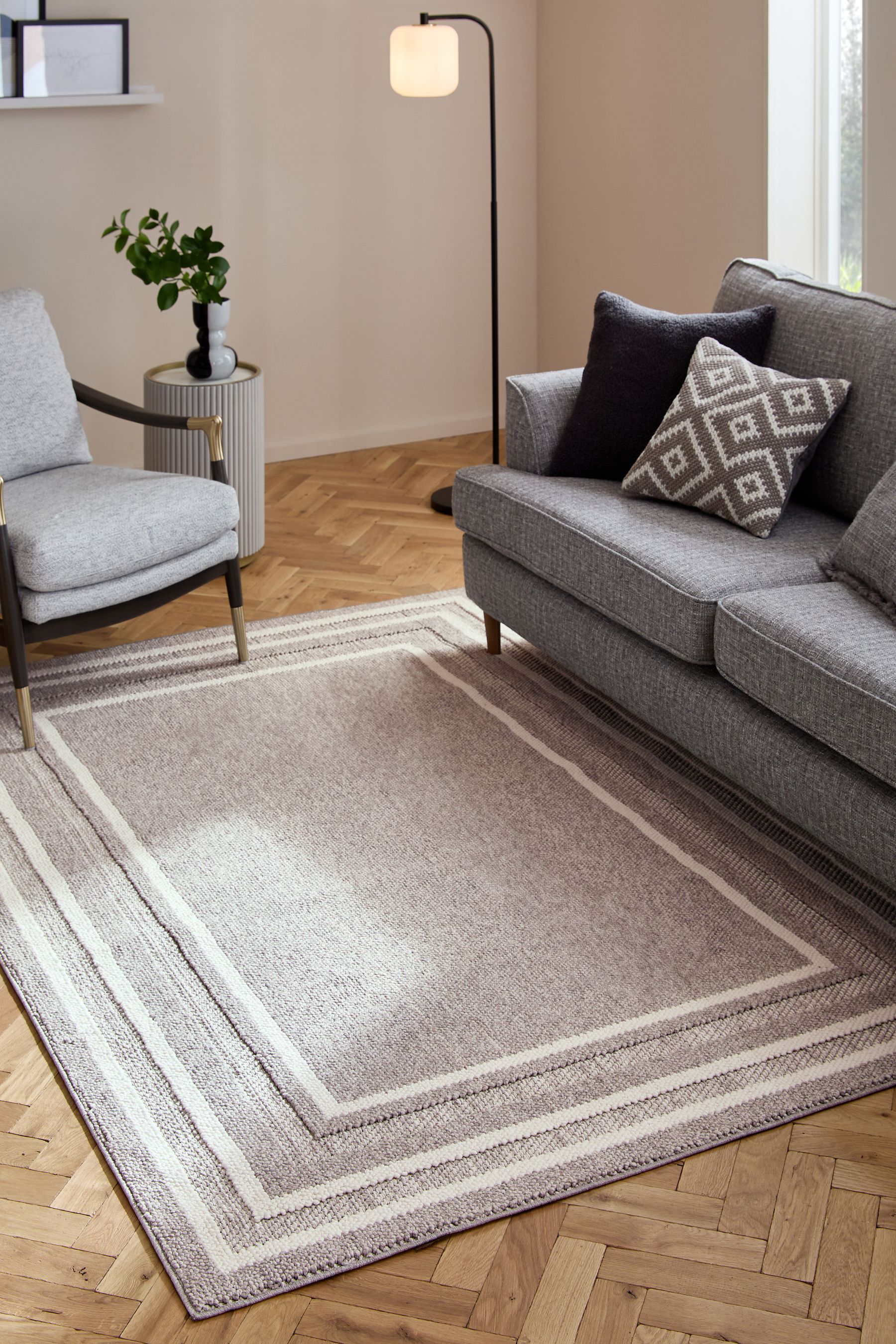 Buy Light Grey Albie Bobble Border Rug from the Next UK online shop