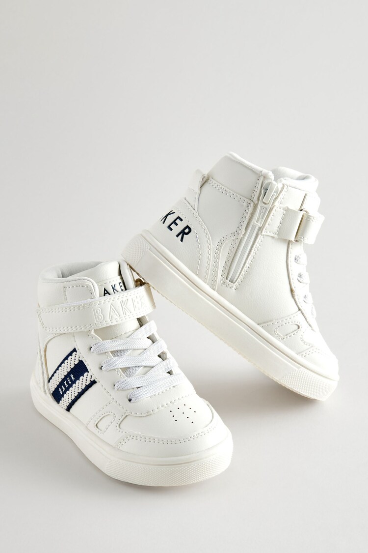 Buy Baker by Ted Baker Boys Branded Tape Hi-Top White Trainers from the ...