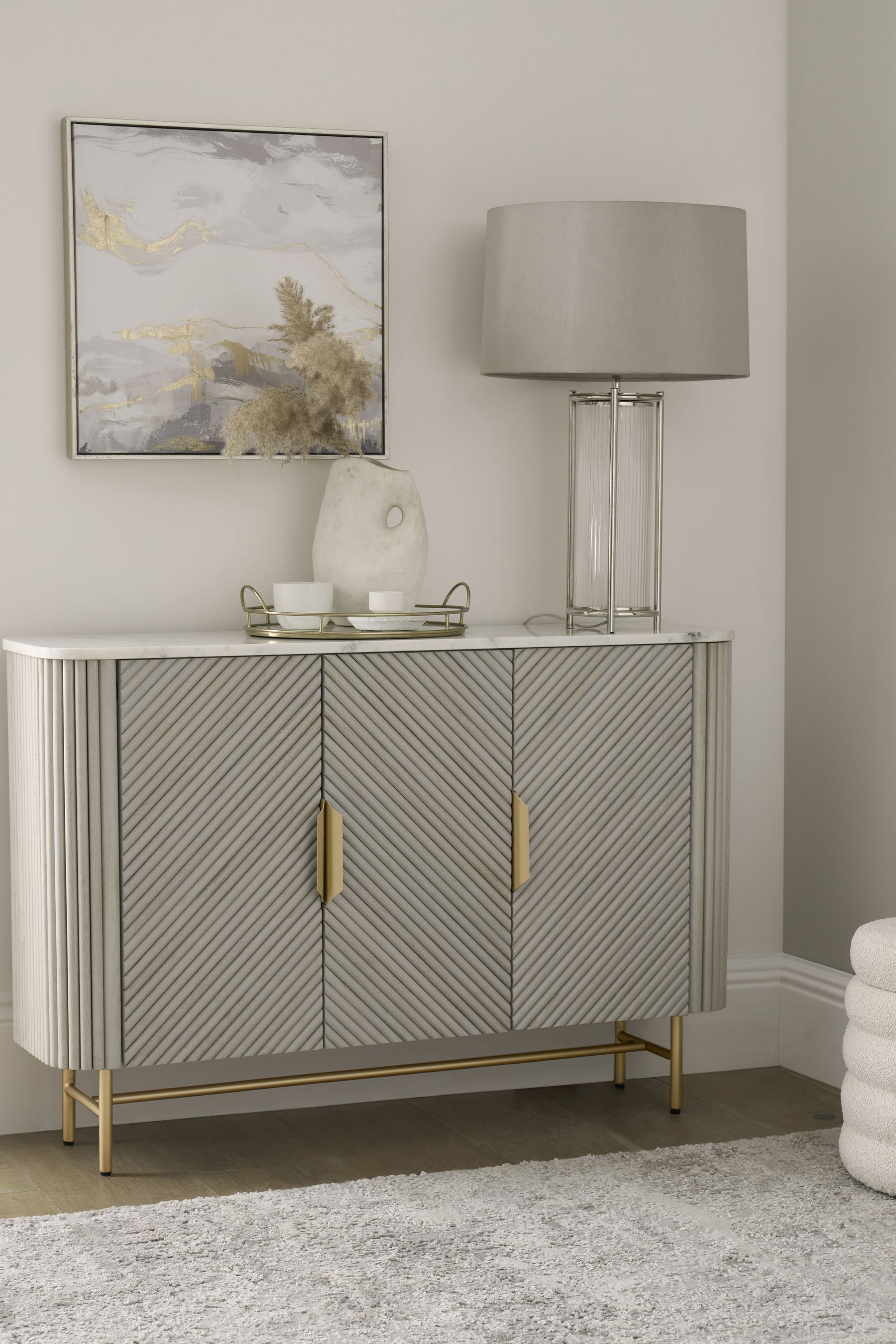 Buy Light Grey Valencia Marble Mango Wood Sideboard from the Next UK ...