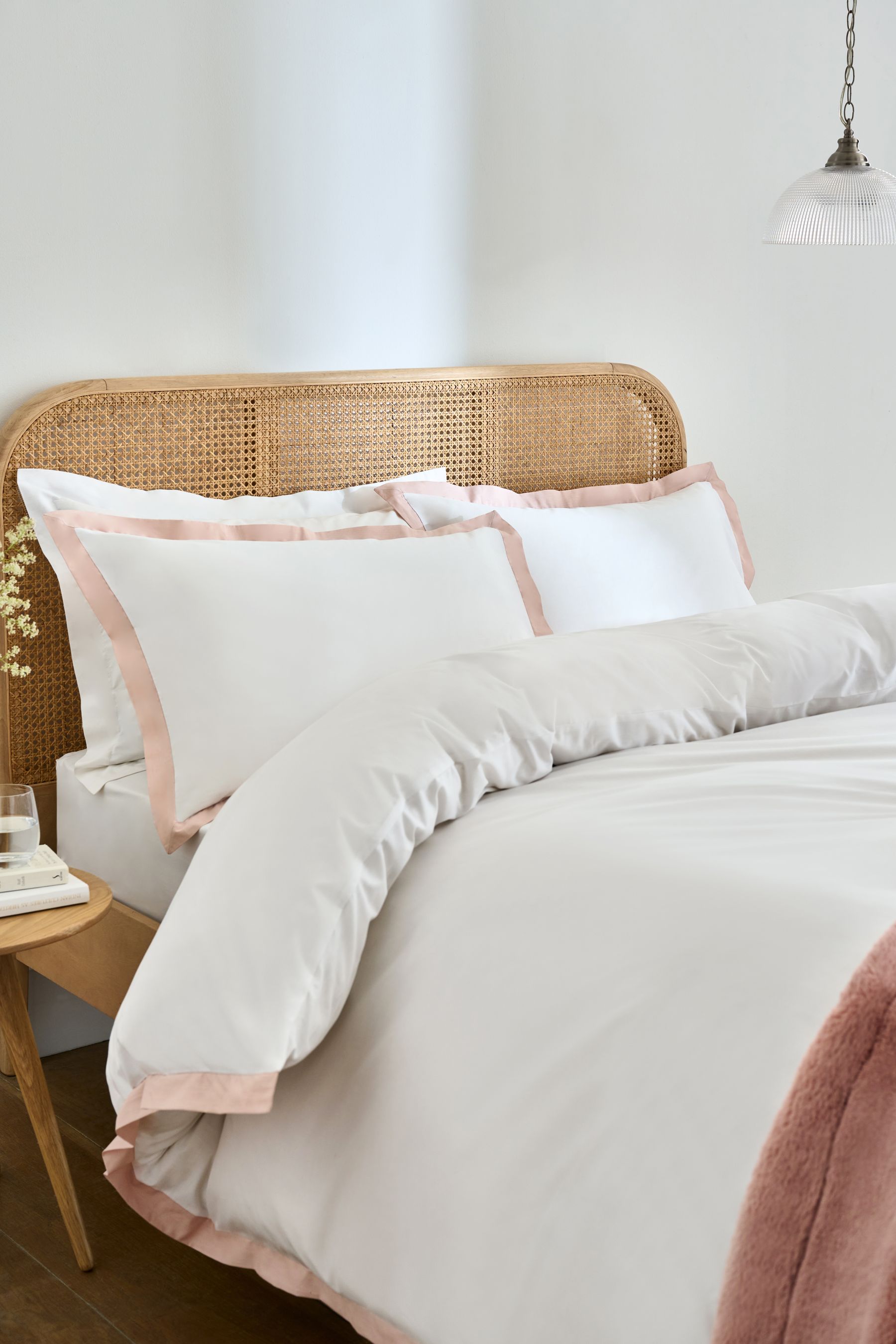 Buy White/Pink Cotton Rich Duvet Cover and Pillowcase Set from the Next ...