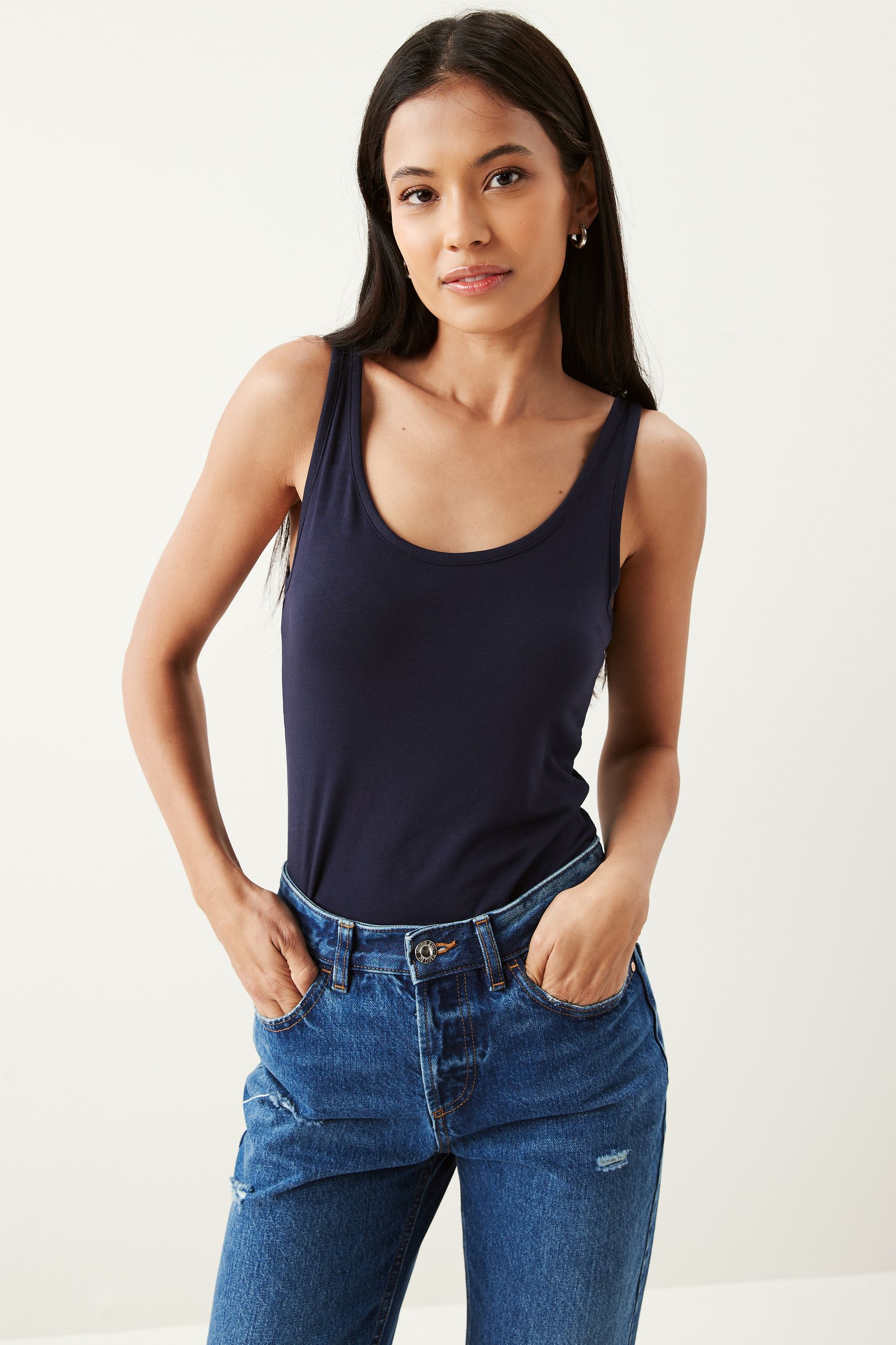 Buy Blue Navy Thick Strap Vest from the Next UK online shop