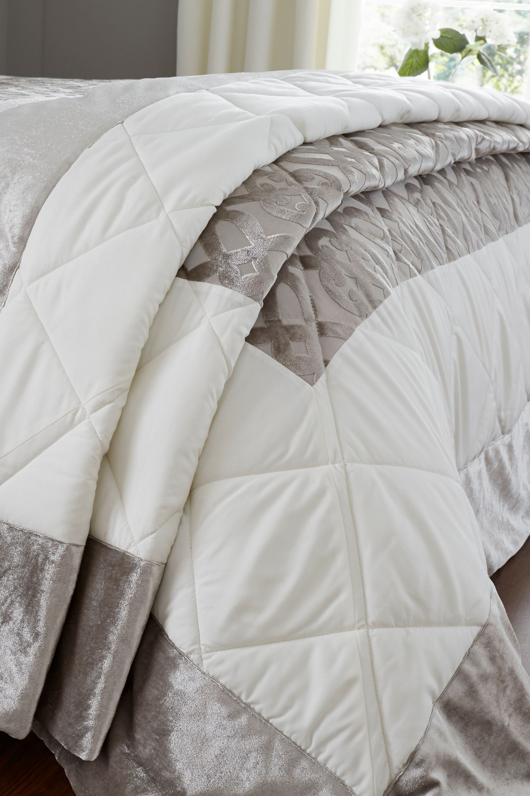 Buy Catherine Lansfield Natural Lattice Cut Velvet Bedspread from the AspennigeriaShops online shop