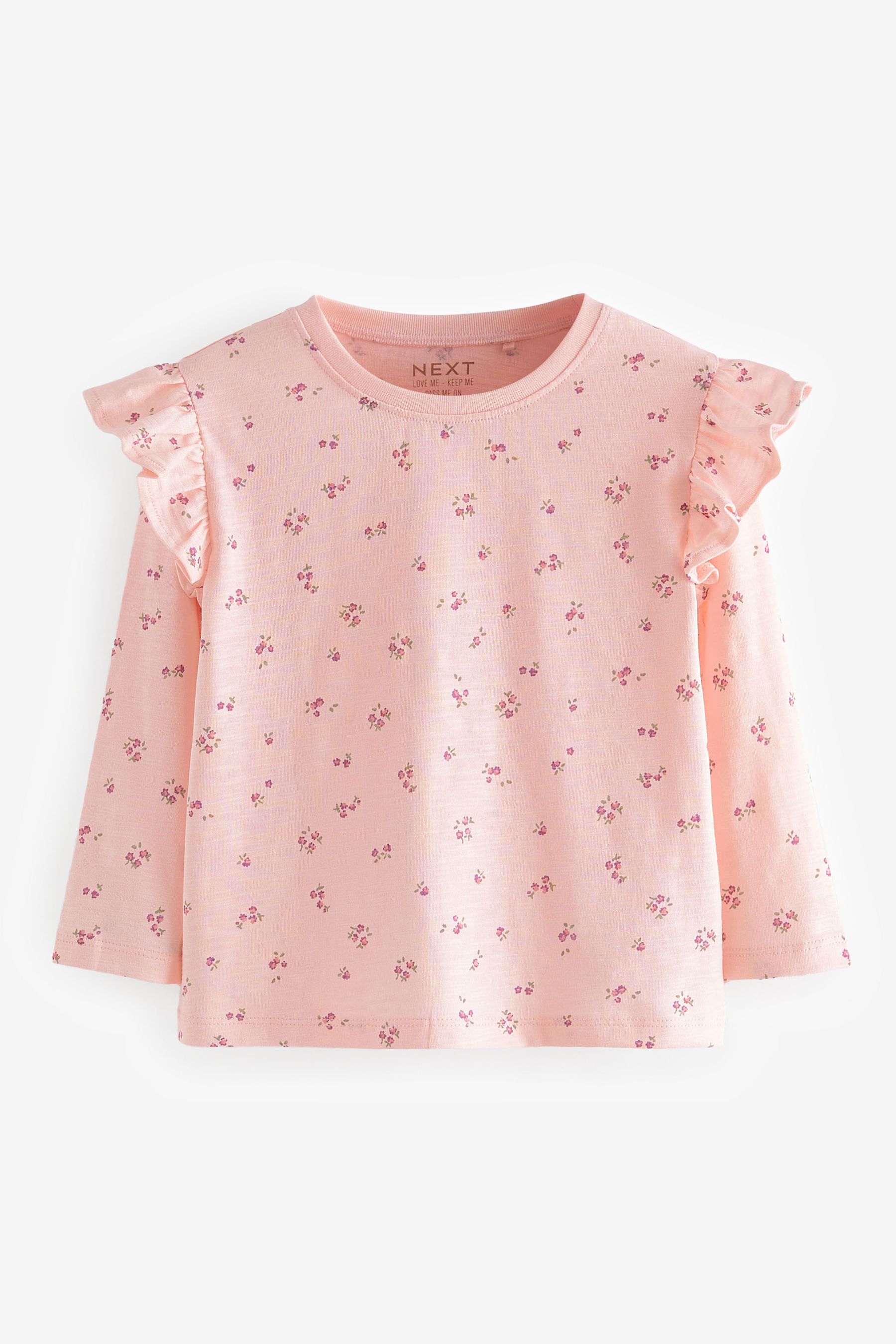 Buy Purple Long Sleeve Frill 100% Cotton Tops 4 Pack (3mths-7yrs) from ...