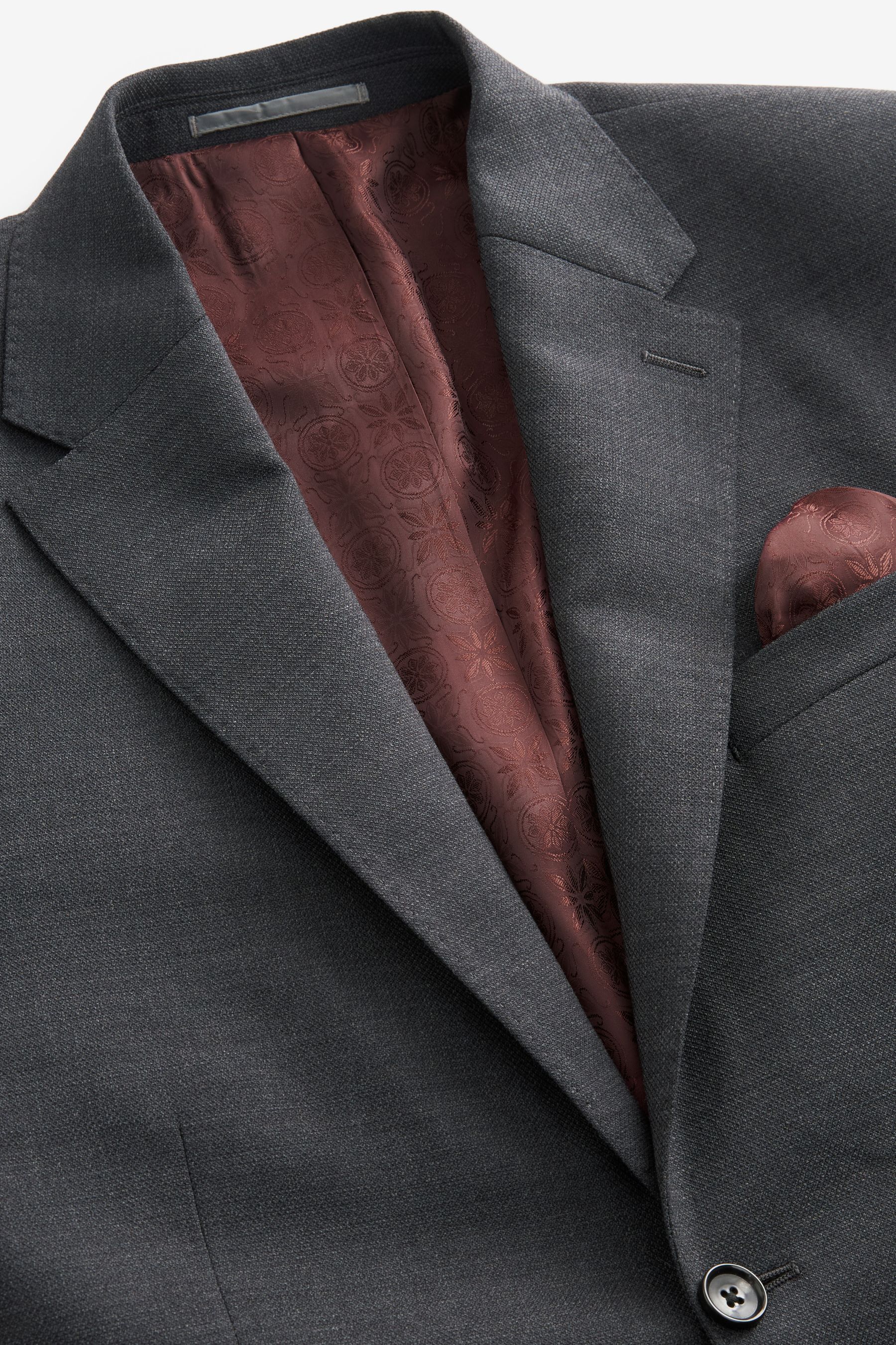 Buy Charcoal Grey Slim Fit Signature Tollegno Italian Wool Textured ...