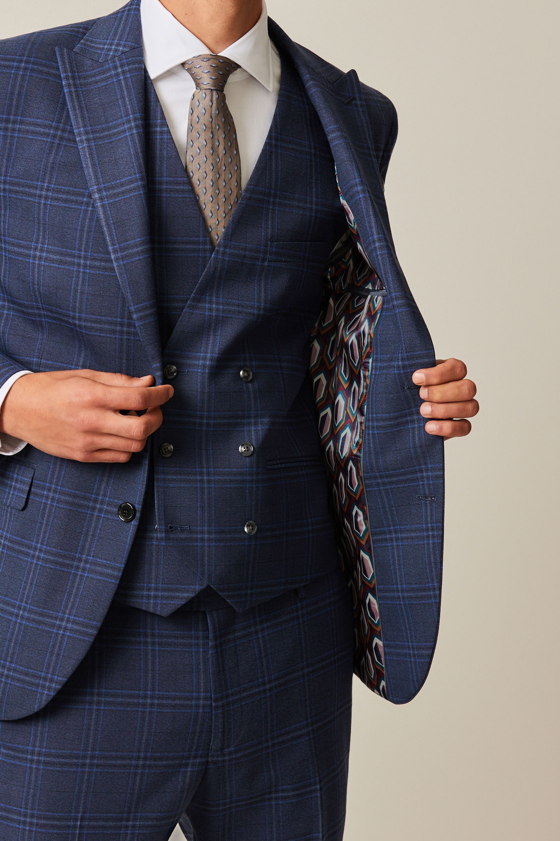 Buy Blue Slim Bold Check Suit Jacket from the Next UK online shop
