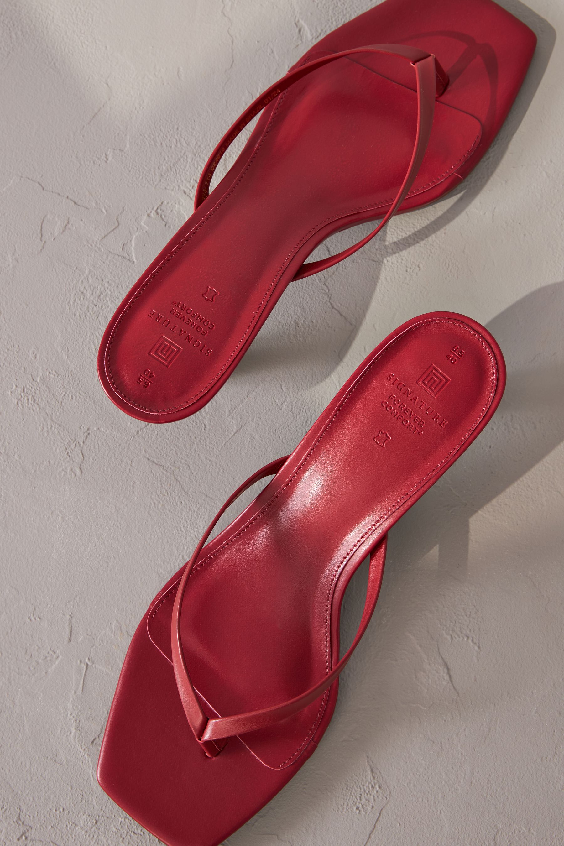 Buy Red Premium Leather Toe Post Heeled Mules from the Next UK online shop