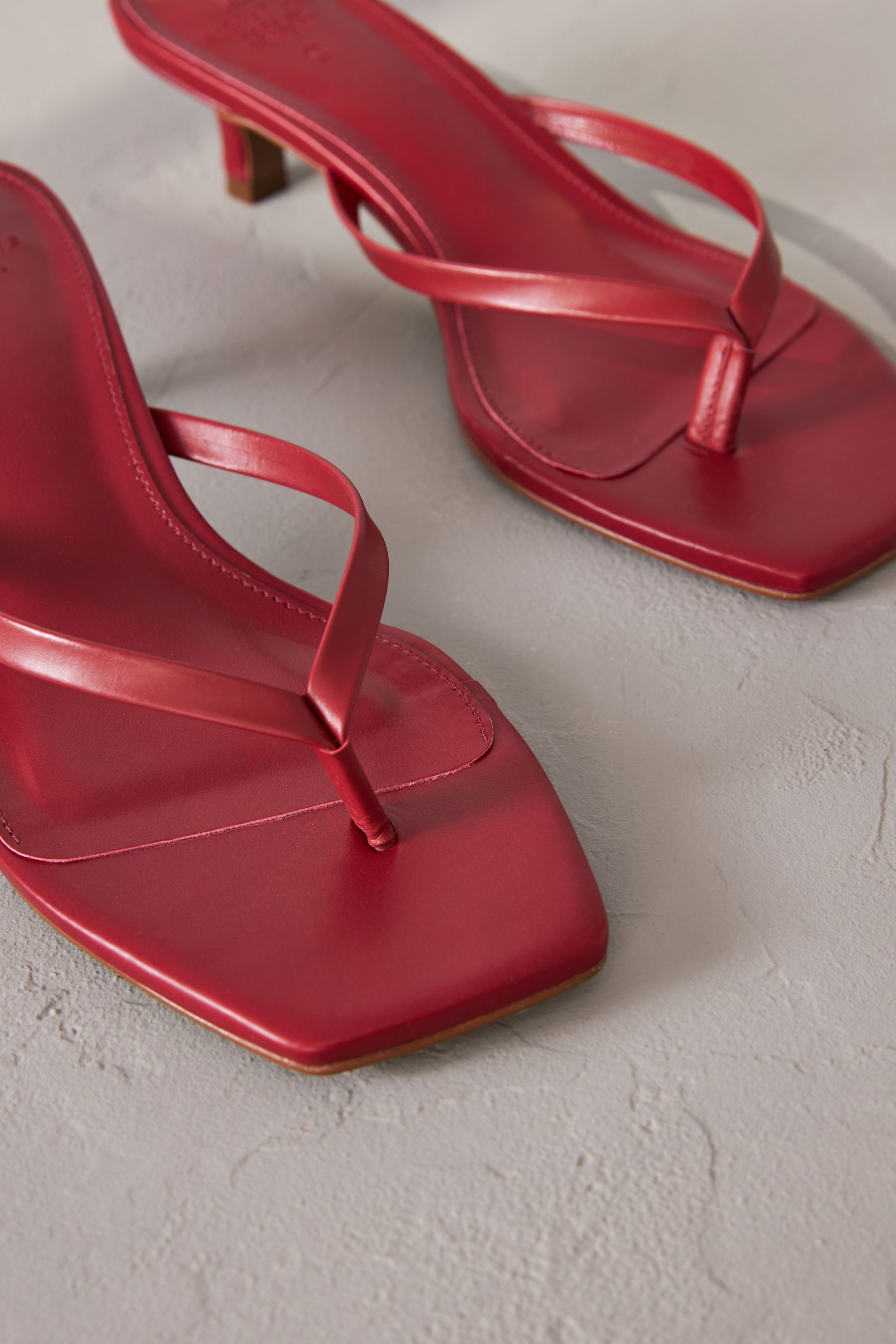 Buy Red Premium Leather Toe Post Heeled Mules from the Next UK online shop
