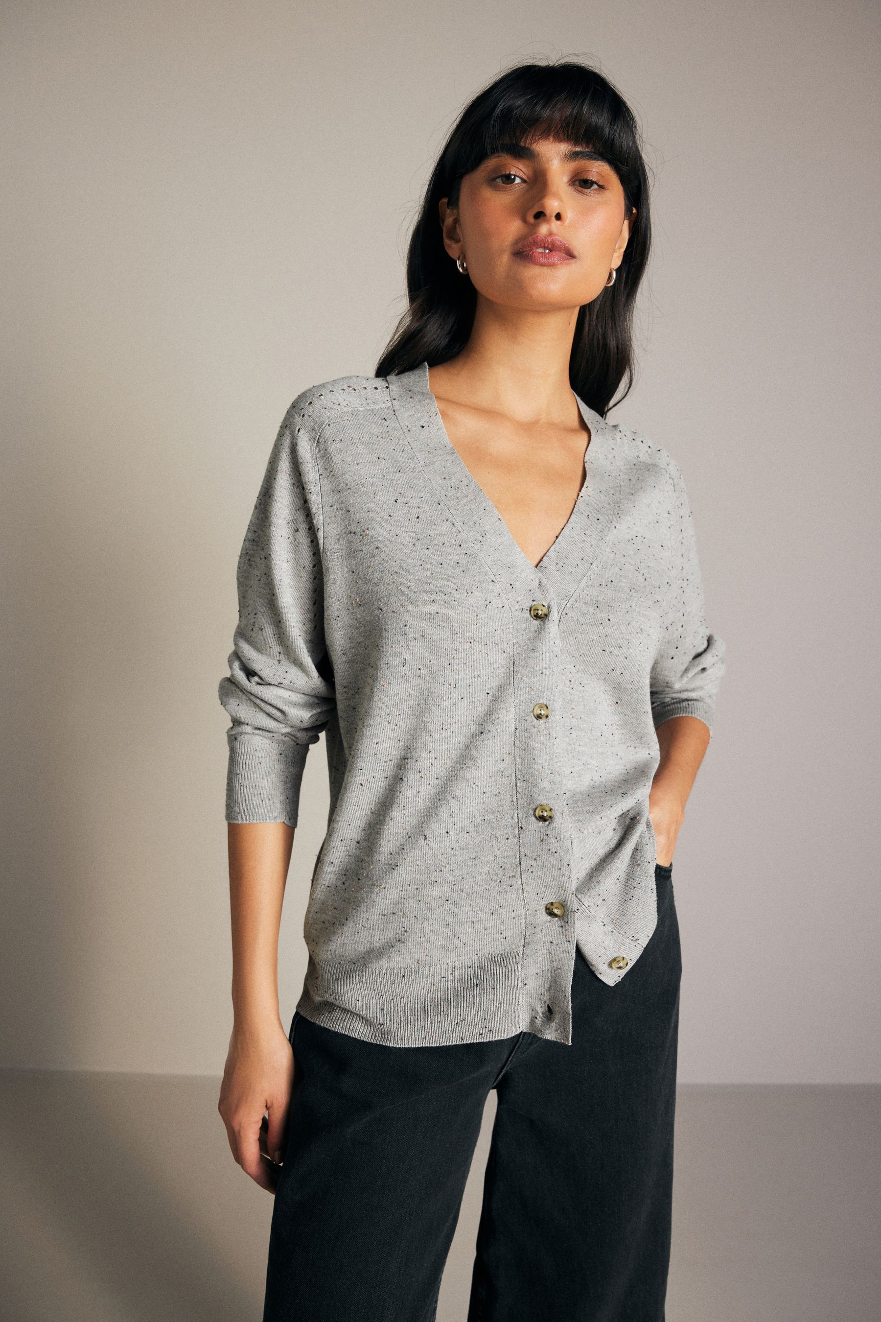 Buy Grey Soft Touch Button Up Knitted Cardigan from the Next UK online shop