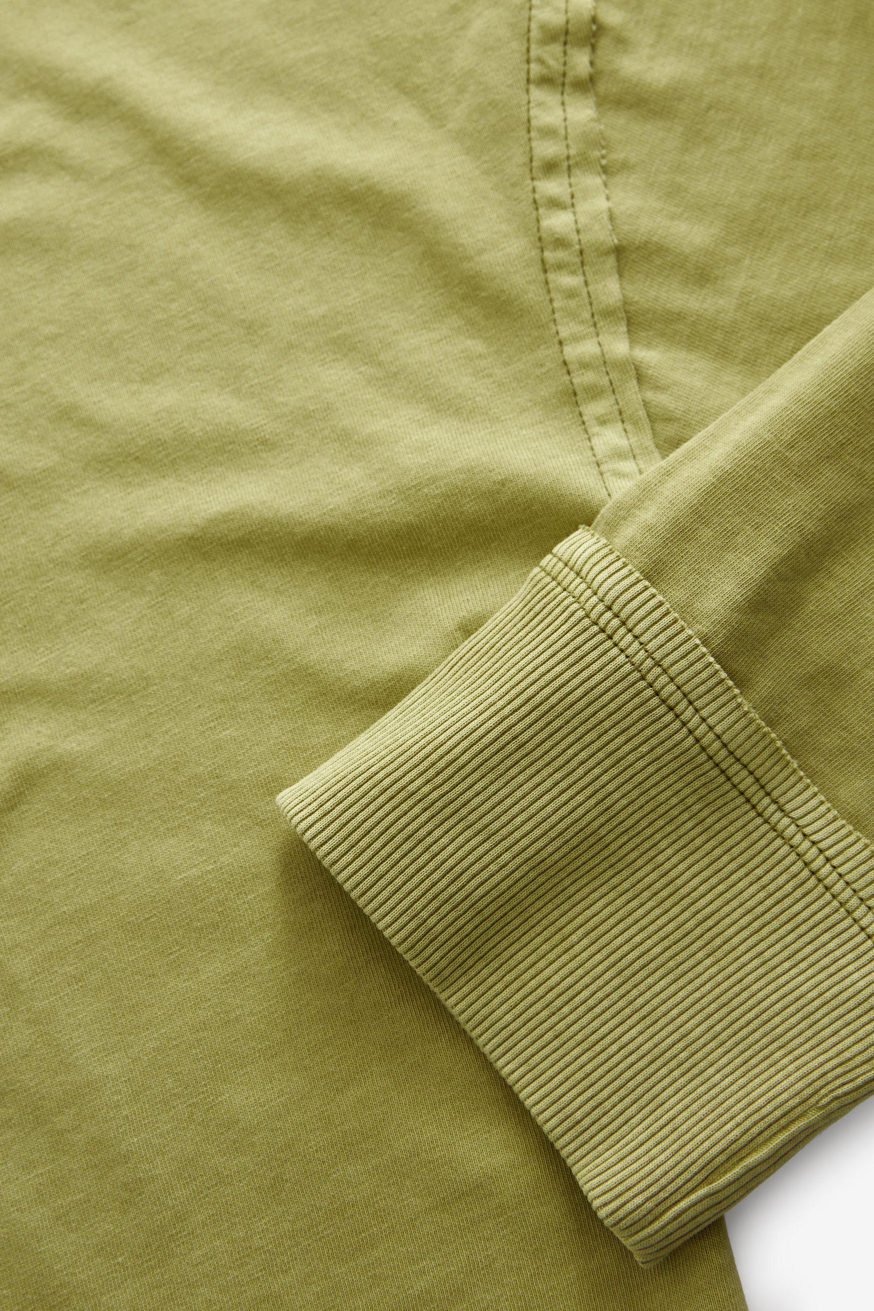 Buy Olive Green 100% Cotton Seam Detail Long Sleeve Skater T-Shirt from ...