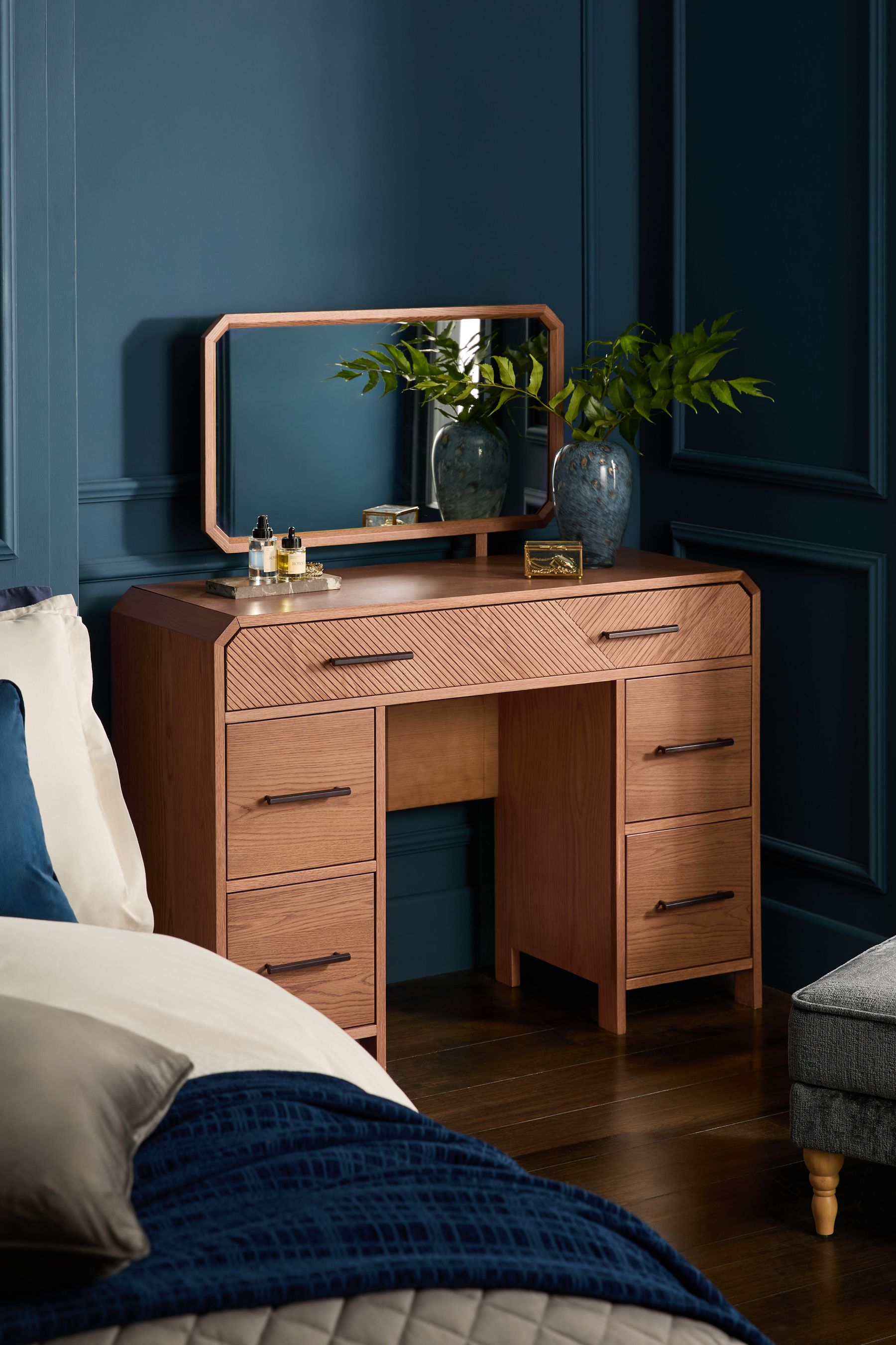 Buy Dark Natural Ellis Oak Wood Console Dressing Table from the Next UK ...