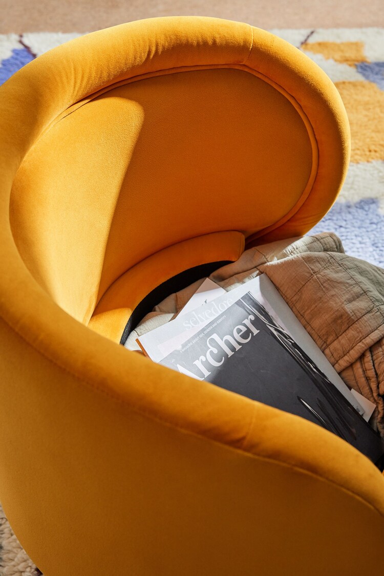 Buy MADE.COM Honey Yellow Velvet Chair Eva Accent Chair from the Next ...