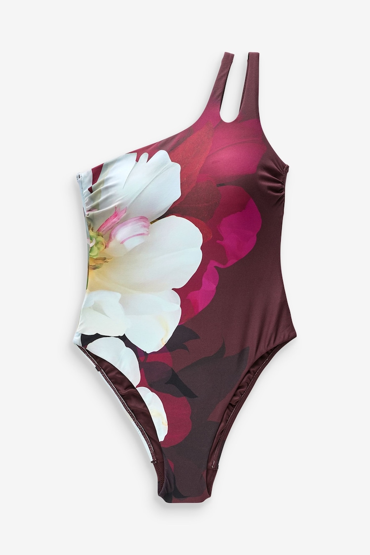 Buy B by Ted Baker Burgundy Red Tummy Control One Shoulder Swimsuit ...