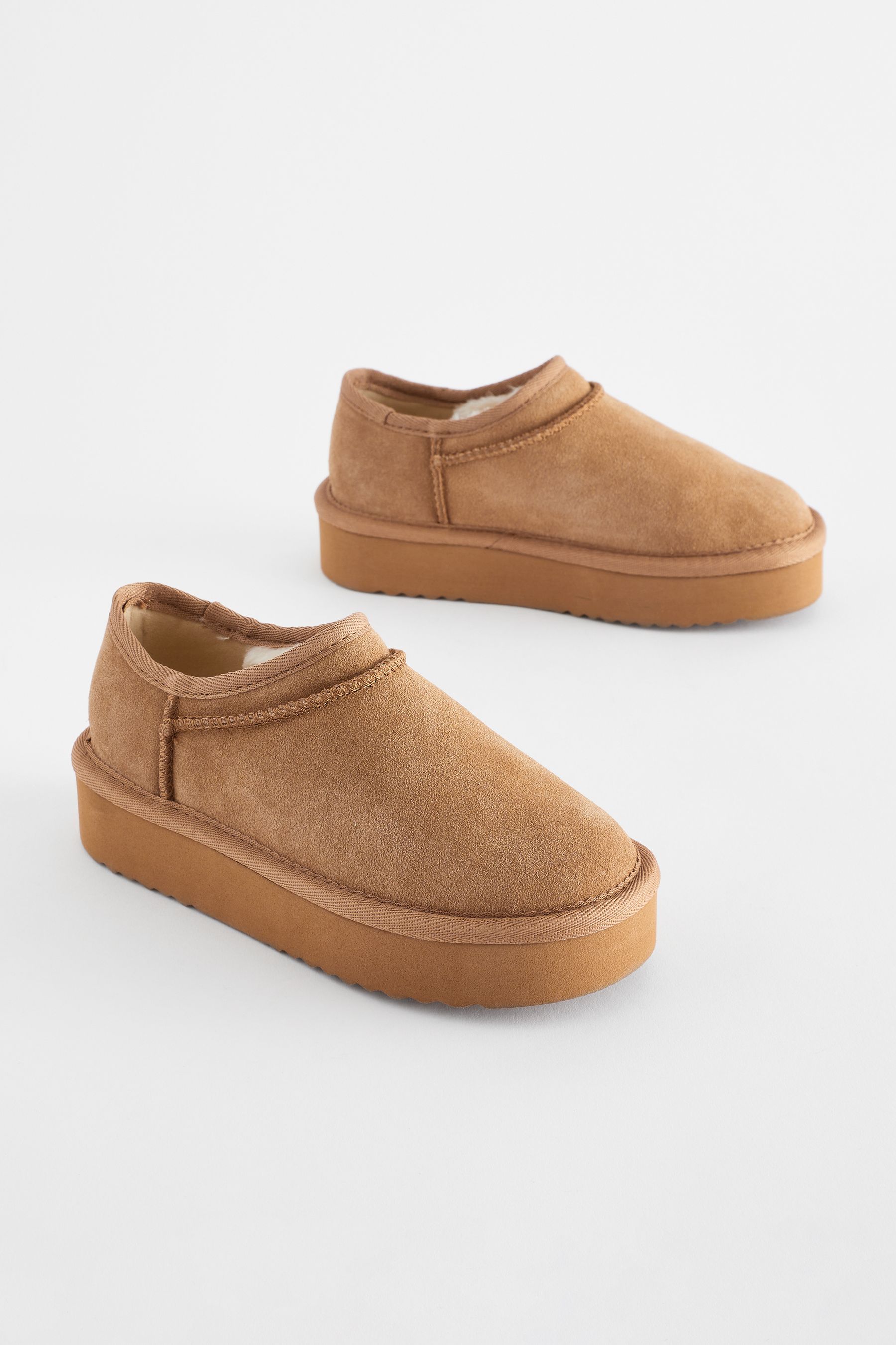 Buy Tan Brown Suede Flatform Shoot Shoes from the Next UK online shop
